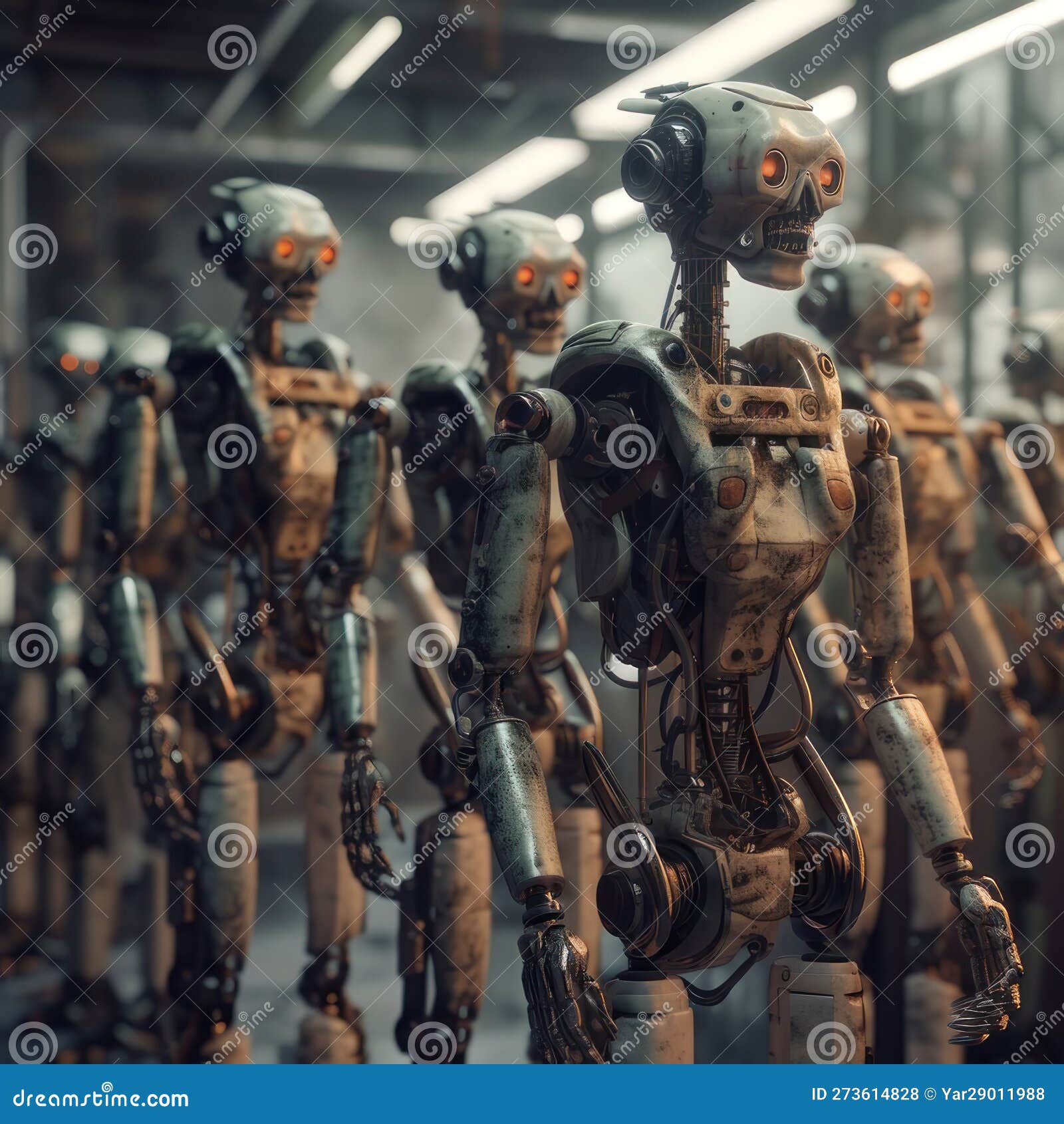A Crowd of Robots. AI Generative Stock Illustration - Illustration of ...