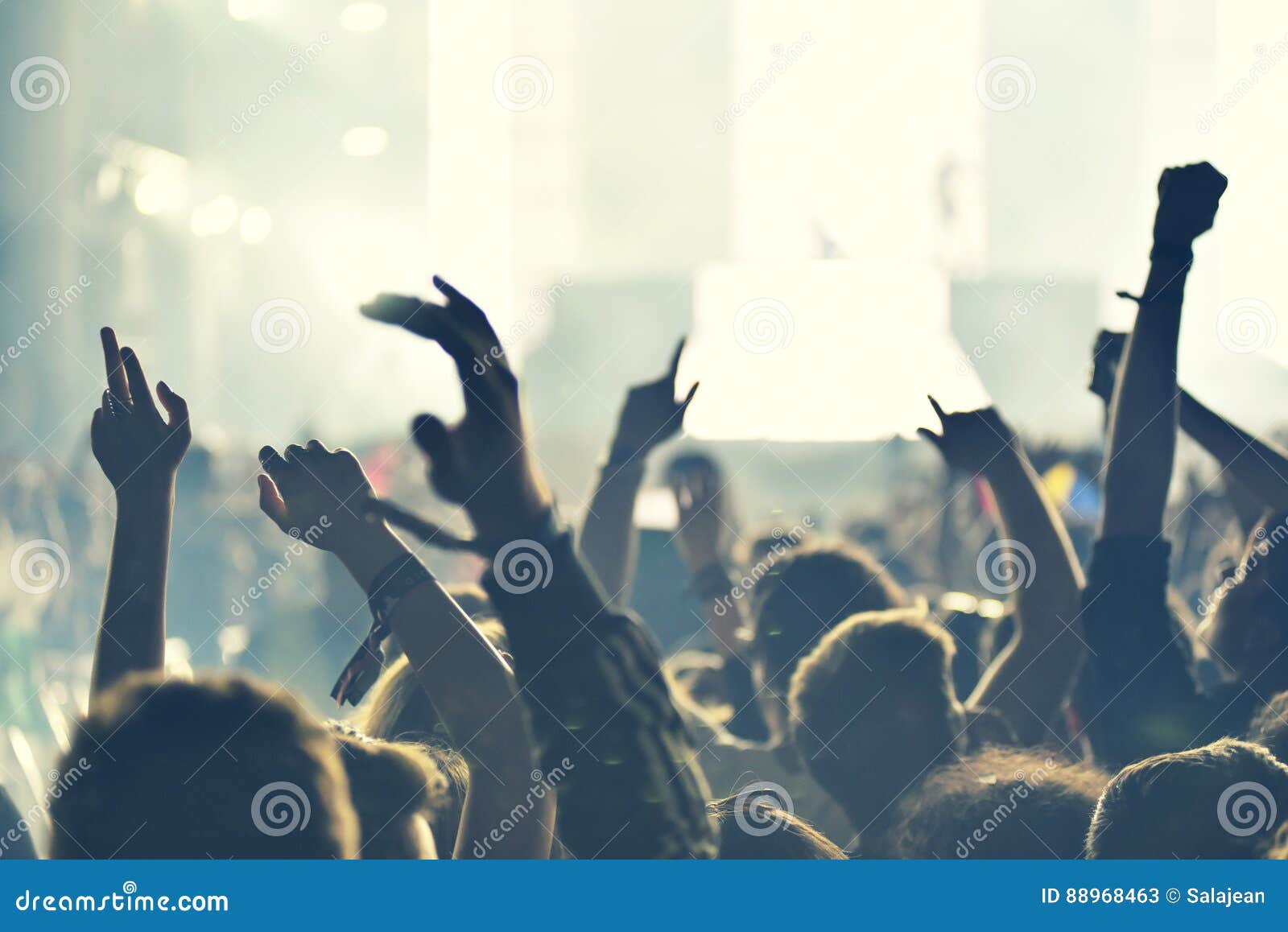 Crowd Rocking during a Concert with Raised Arms. Stock Image - Image of ...