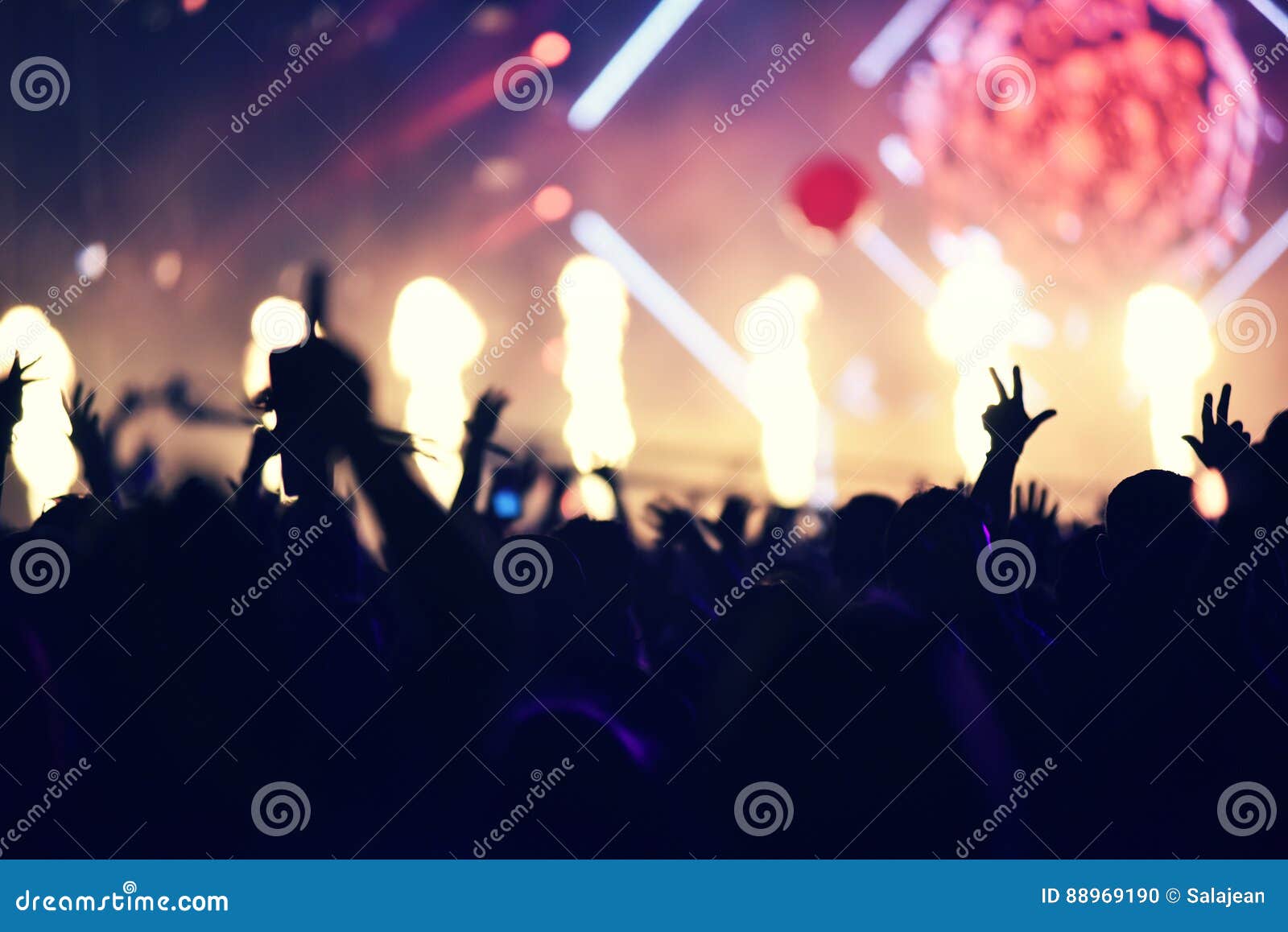 Crowd Rocking during a Concert with Raised Arms. Stock Photo - Image of ...