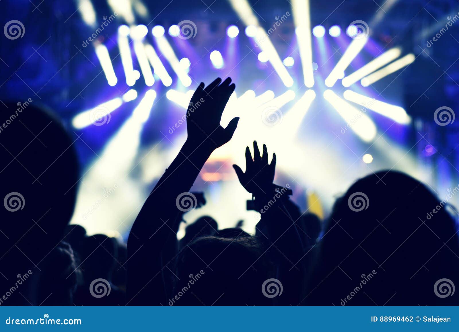 Crowd Rocking during a Concert with Raised Arms. Stock Photo - Image of ...