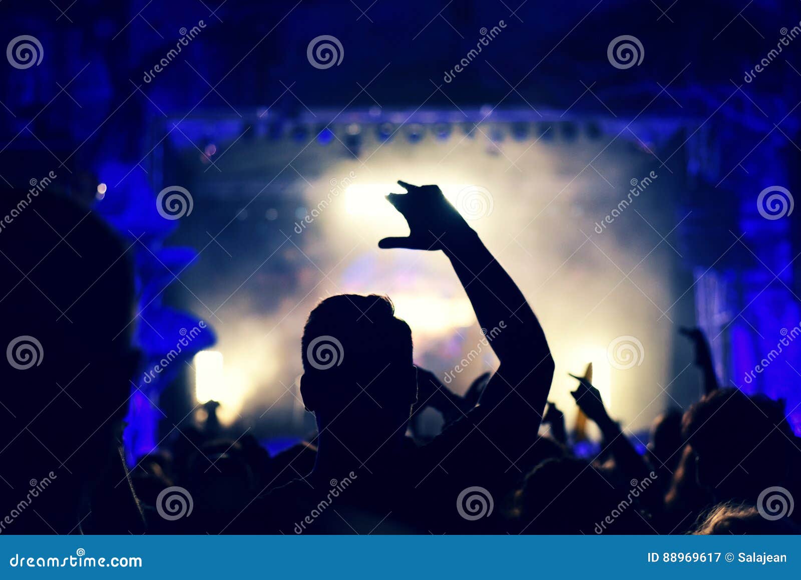 Crowd Rocking during a Concert with Raised Arms. Stock Image - Image of ...