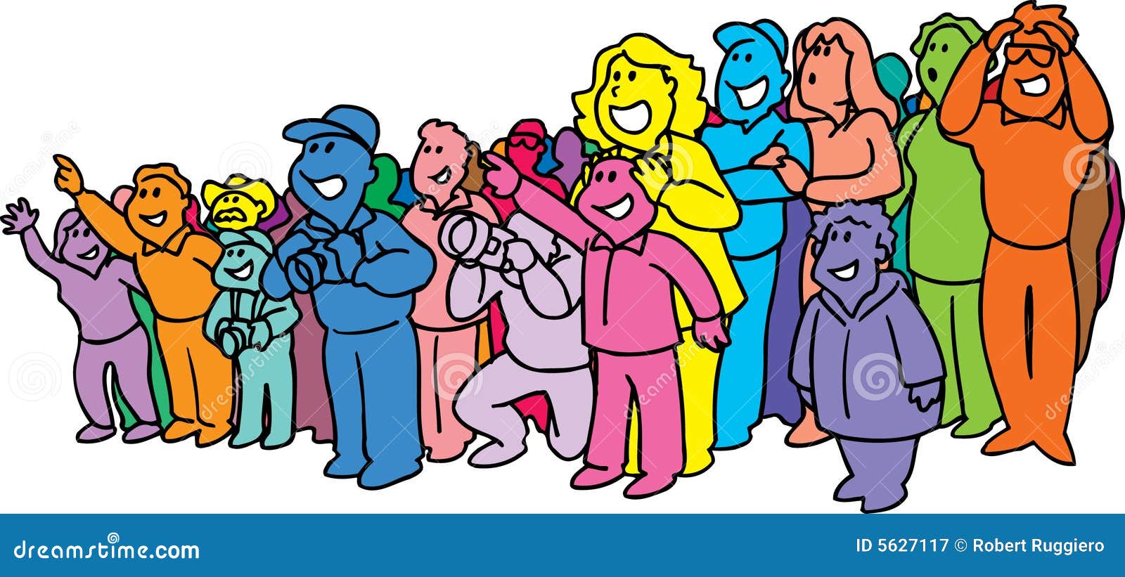 Crowd Scene stock vector. Illustration of pointing, looking - 5627117