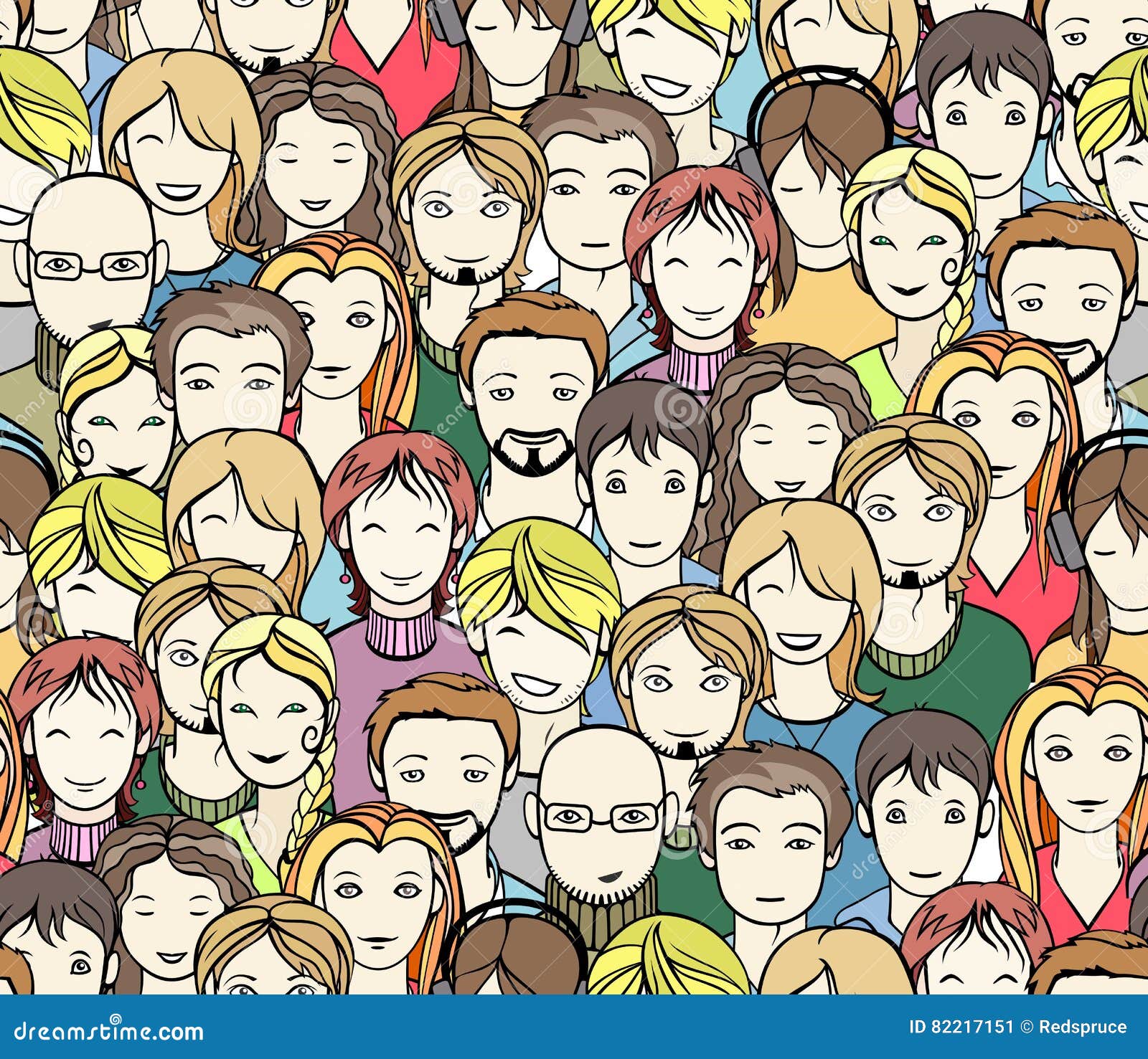 Crowd, seamless pattern stock vector. Illustration of caucasian - 82217151