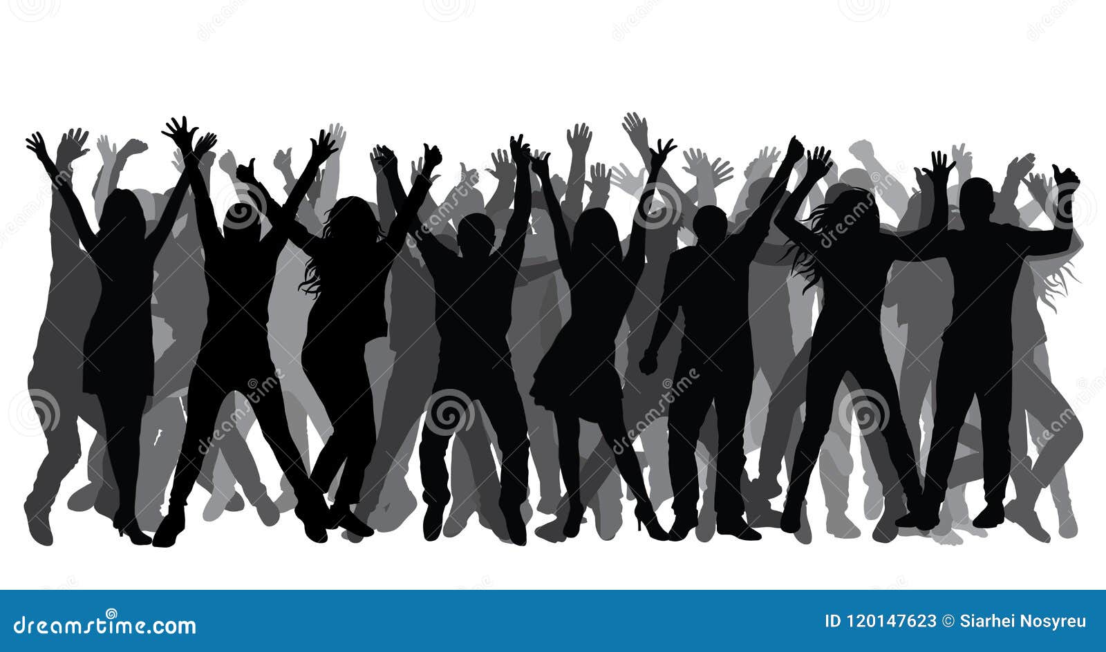 Crowd. Silhouettes of Cheerful People. Vector. Stock Vector ...