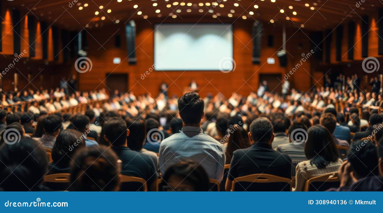 Crowd Sitting in Front of Projection Screen Stock Photo - Image of ...