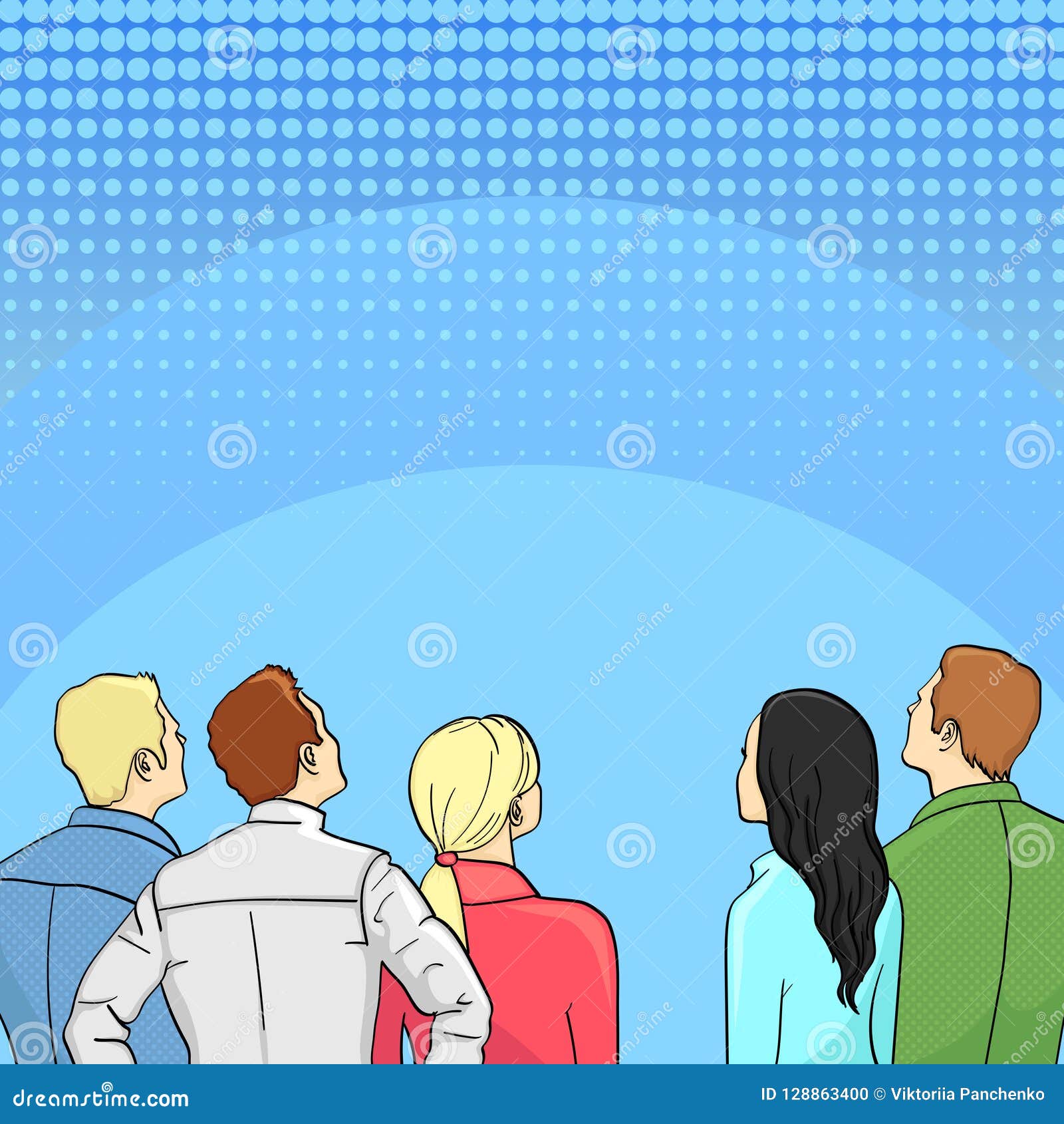 A Crowd of Spectators Stand Back Retro Style Pop Art Stock Vector ...