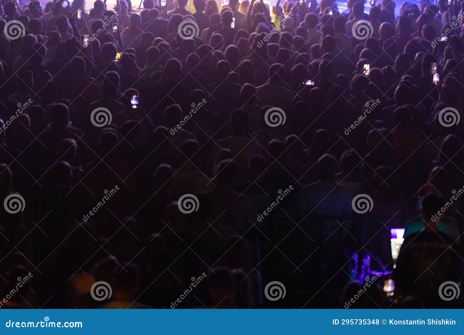 A Crowd of Spectators Watching a Performance in Dim Light. Stock Photo ...