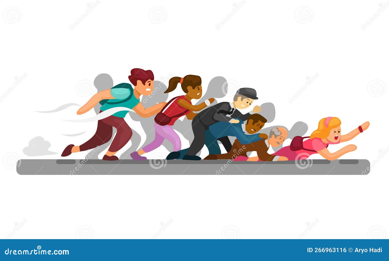 Crowd Stampede Crush Disaster Cartoon Illustration Vector Stock Vector ...