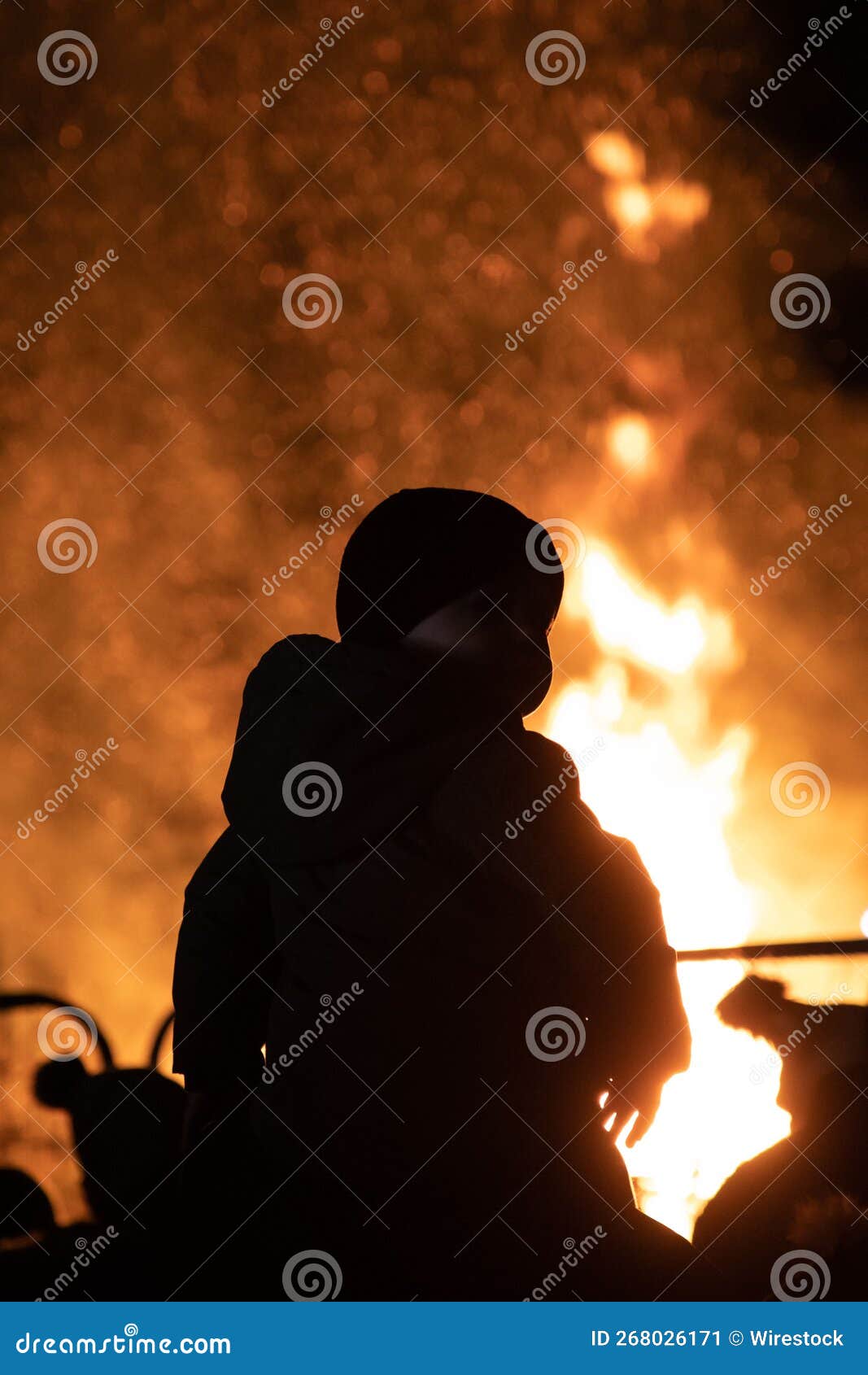 Crowd Standing in Front of a Bonfire at the Annual Bicester Round Table ...