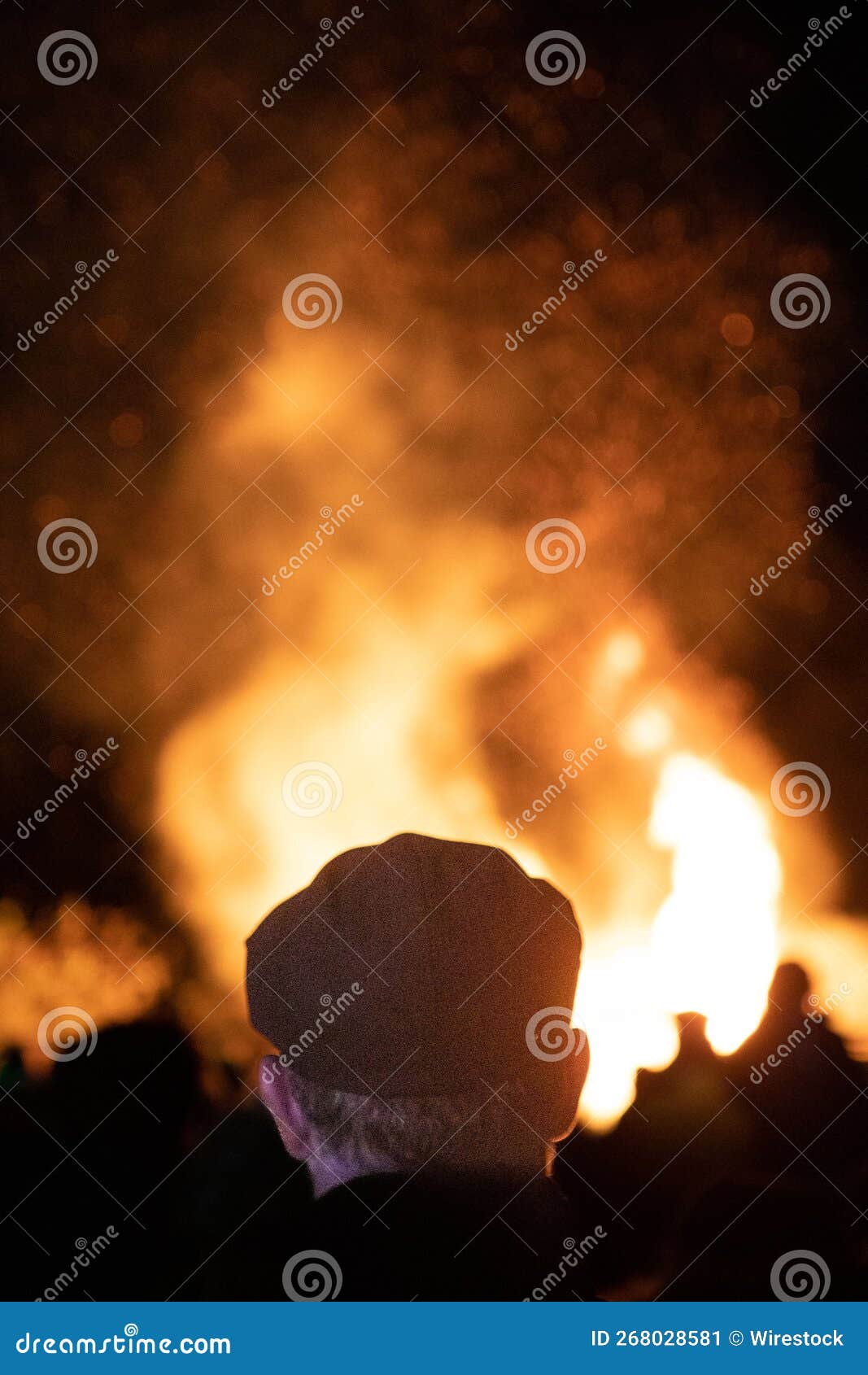 Crowd Standing in Front of a Bonfire at the Annual Bicester Round Table ...