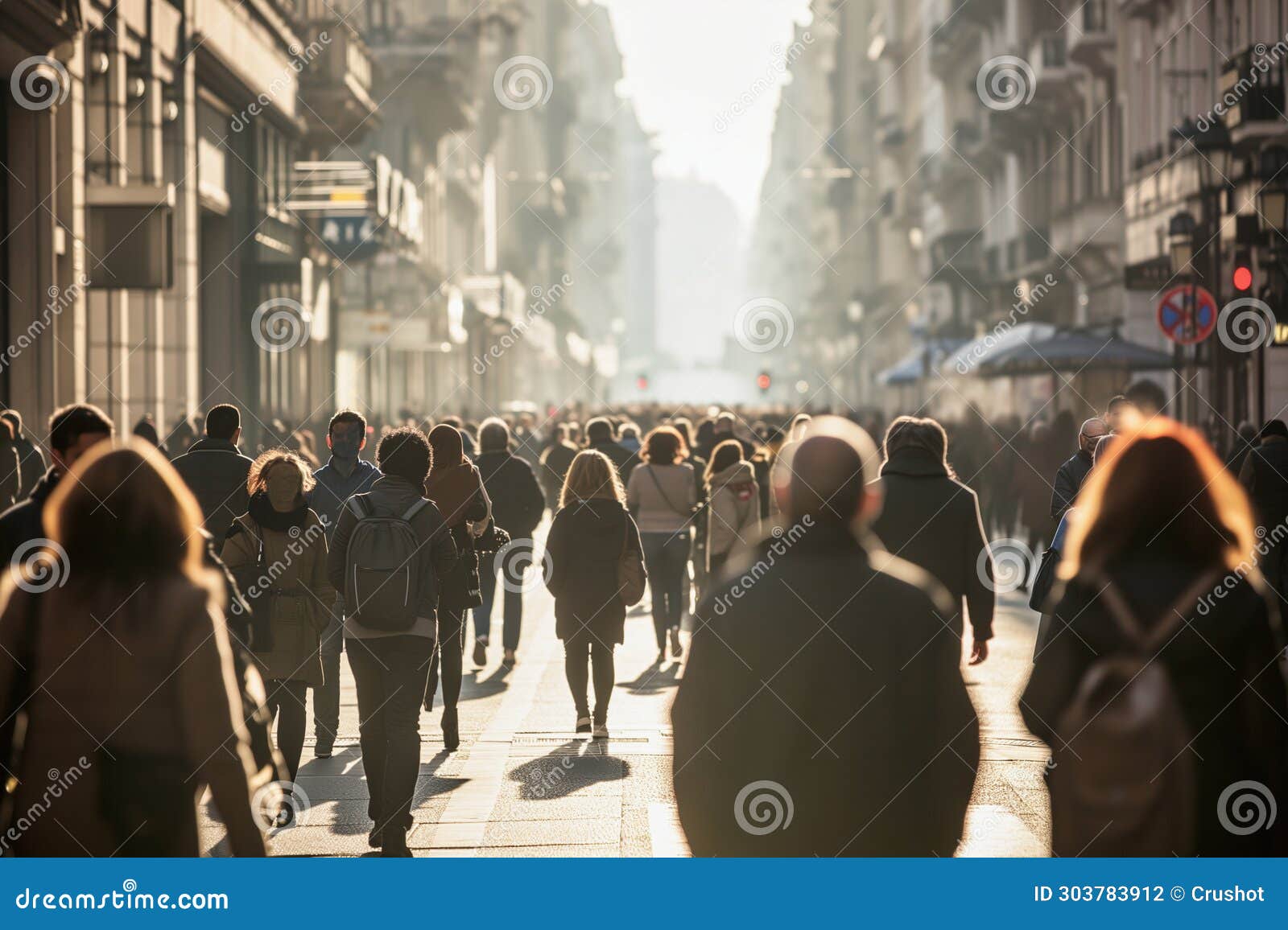 The Crowd on a Street of a Big City Walking in the Same Direction Stock ...