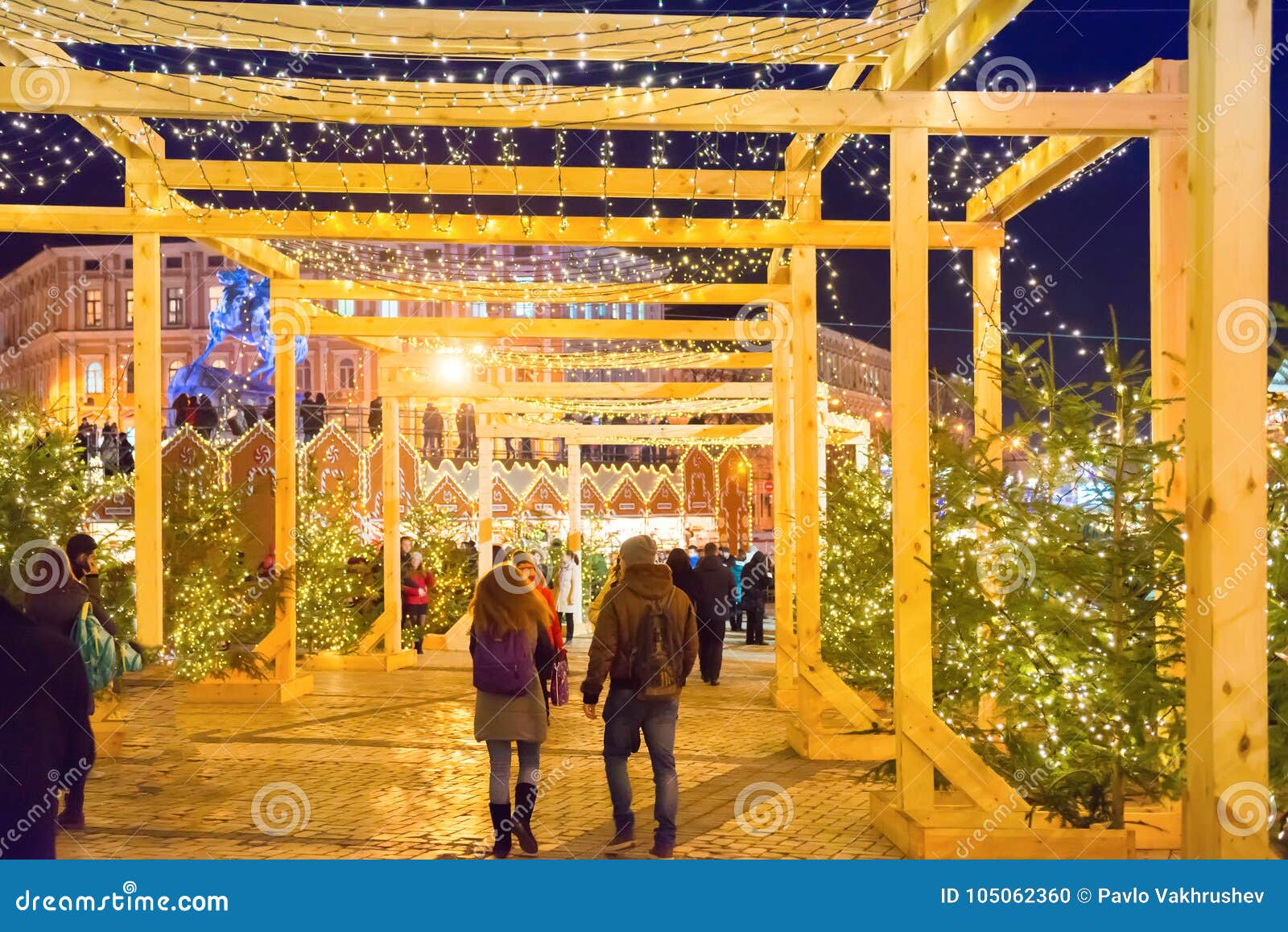 Crowd on Street at Holiday Night Editorial Image - Image of bulb ...