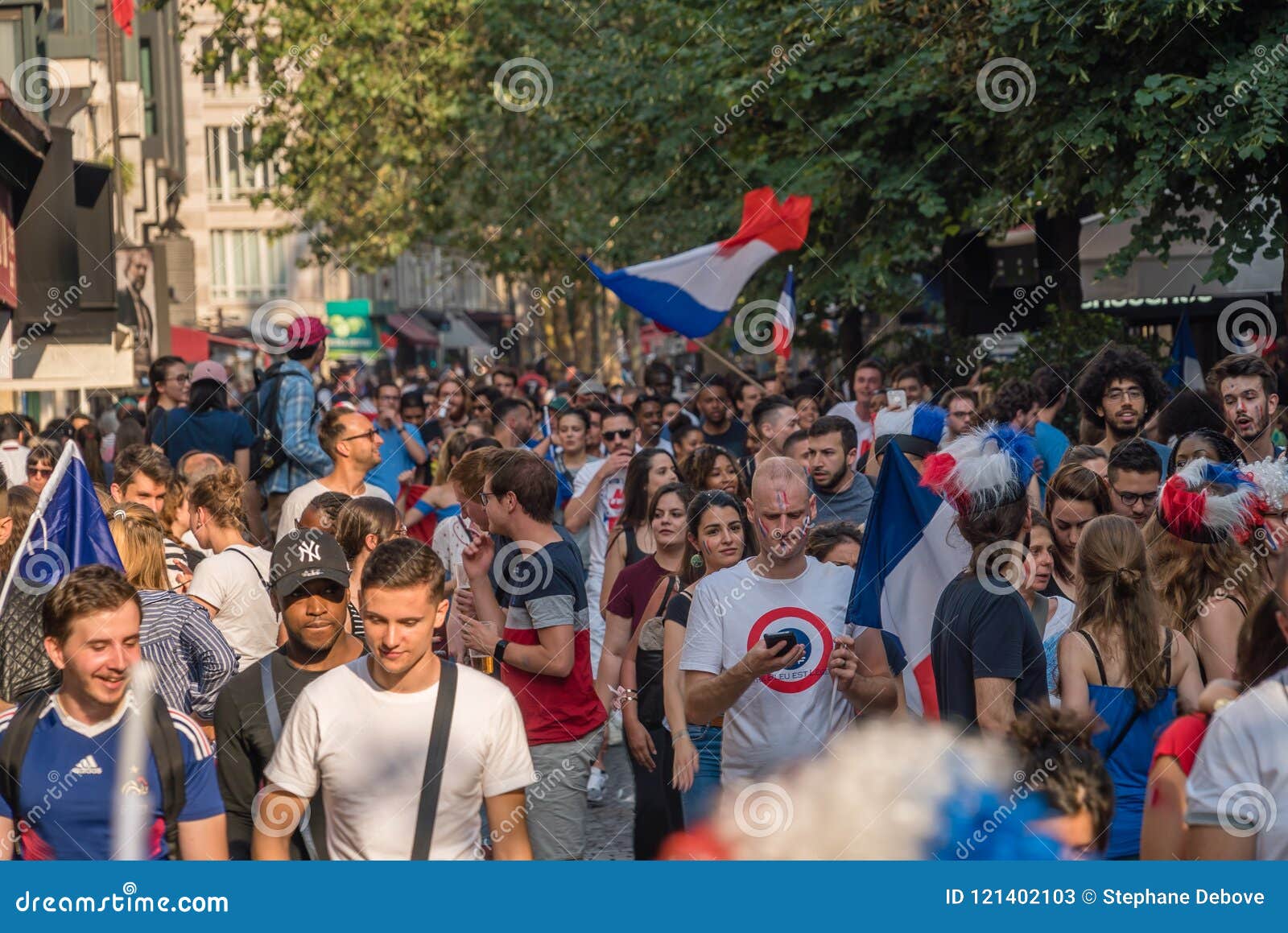 Crowd in the Streets of Paris Going To the Champs Elysees after the ...