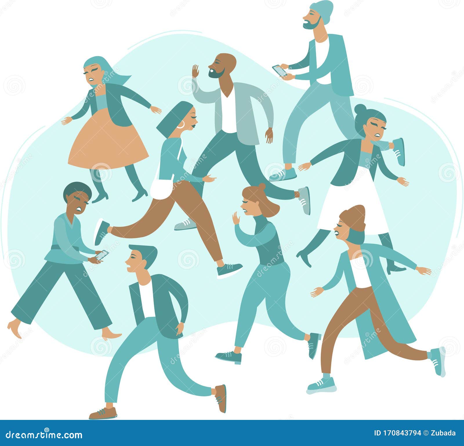 Crowd of stressed people stock vector. Illustration of female - 170843794