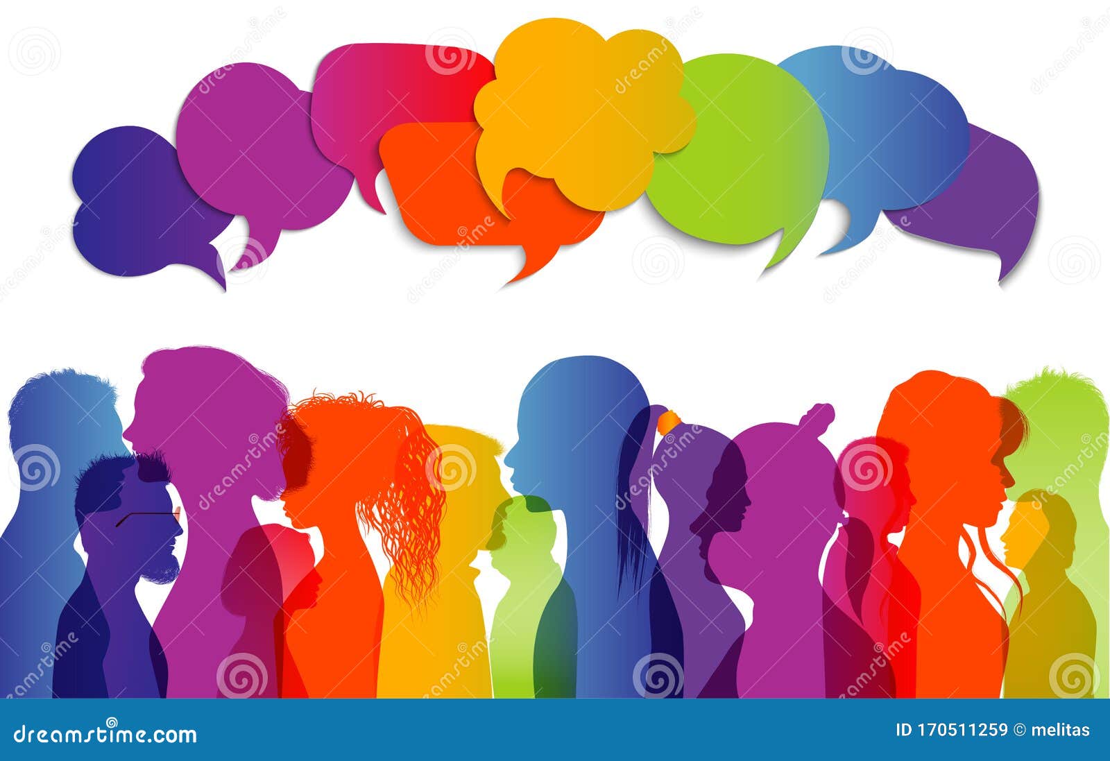 Dialogue Group Of Diverse Multiethnic Multicultural People. Talking And ...