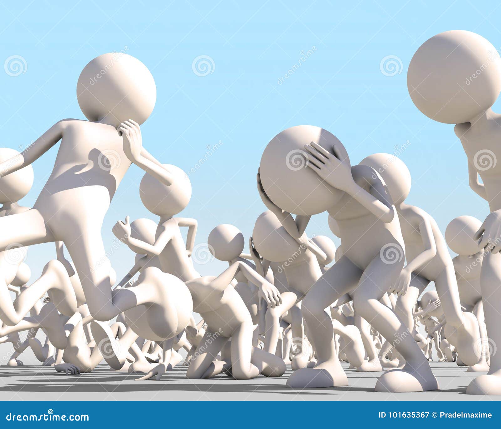 Crowd terrified stock illustration. Illustration of silhouette - 101635367