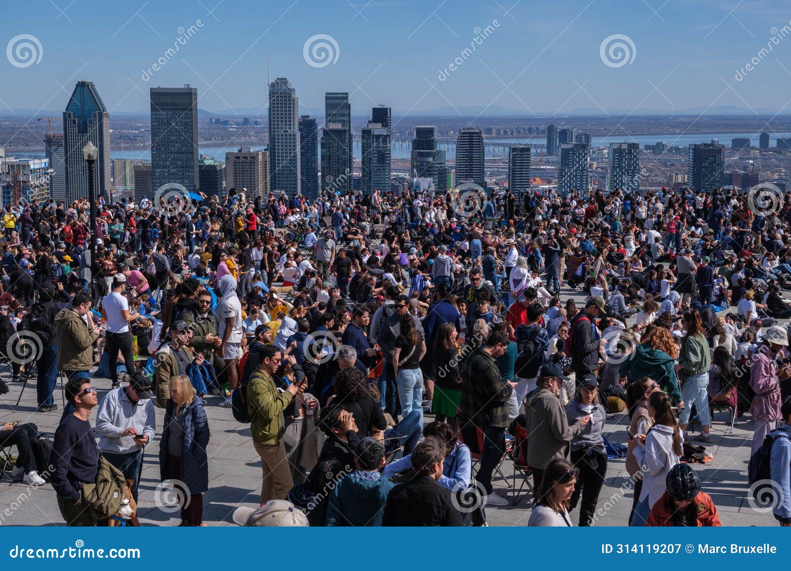 Crowd at the Top of Mount-Royal Waiting for Total Solar Eclipse ...