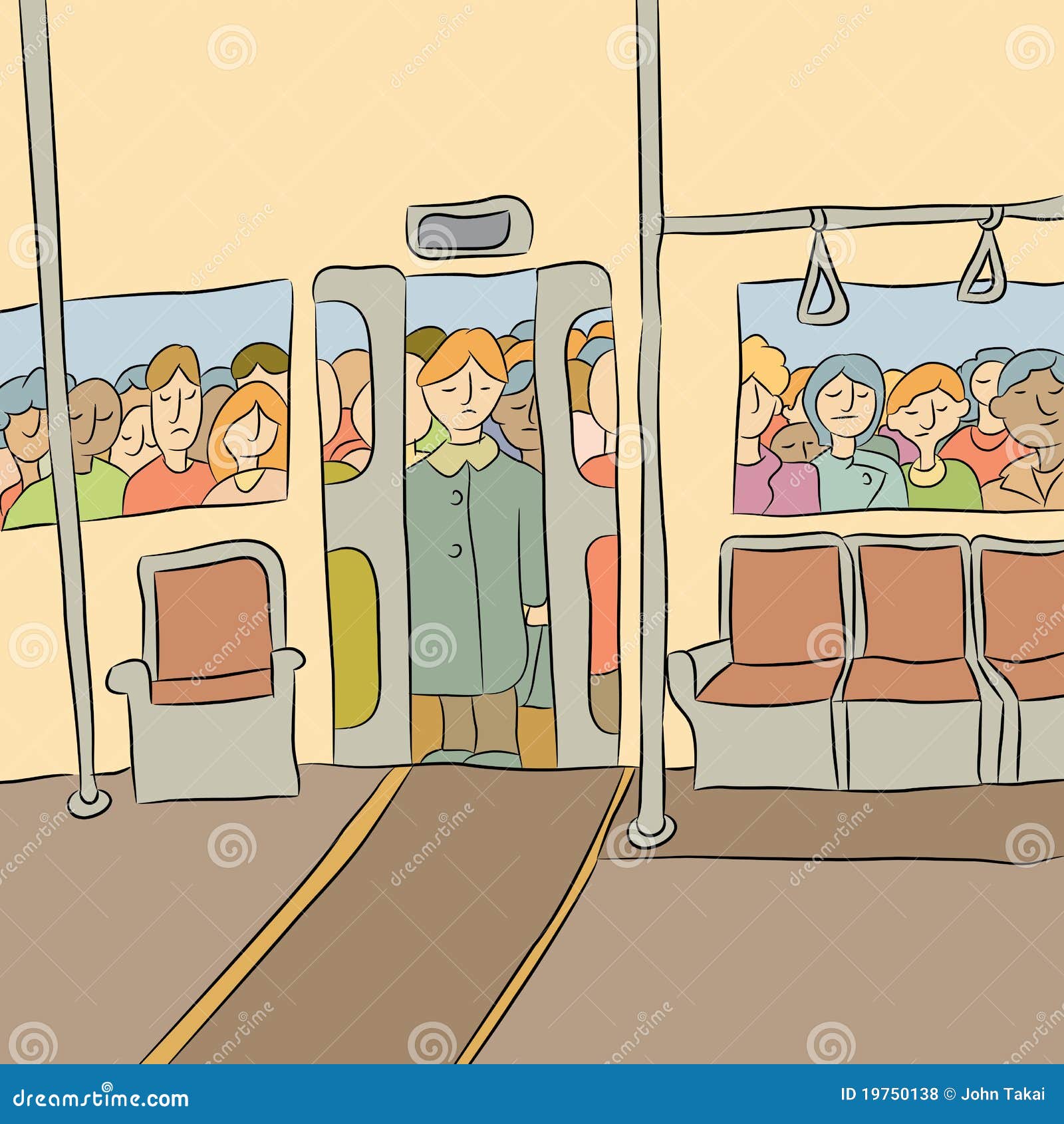 Crowded Subway Cartoon