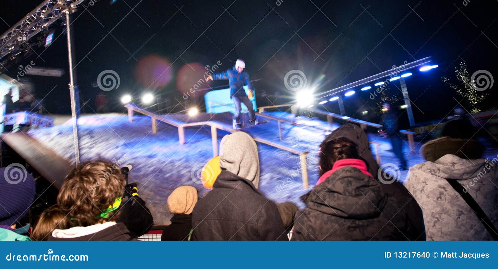 Crowd Watches Urban Snowboard Contest. Editorial Image - Image of ...