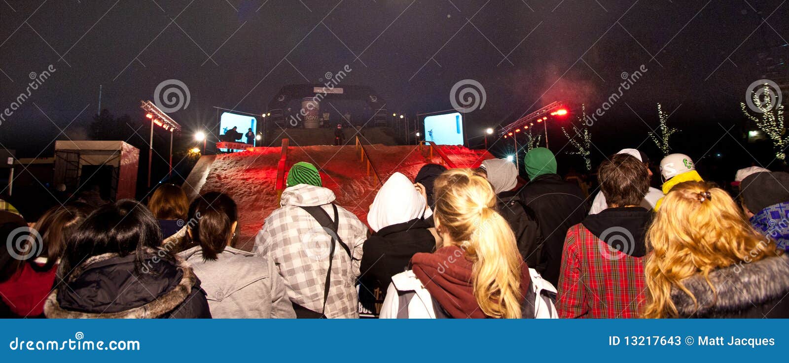 Crowd Watches Urban Snowboard Contest. Editorial Stock Photo - Image of ...