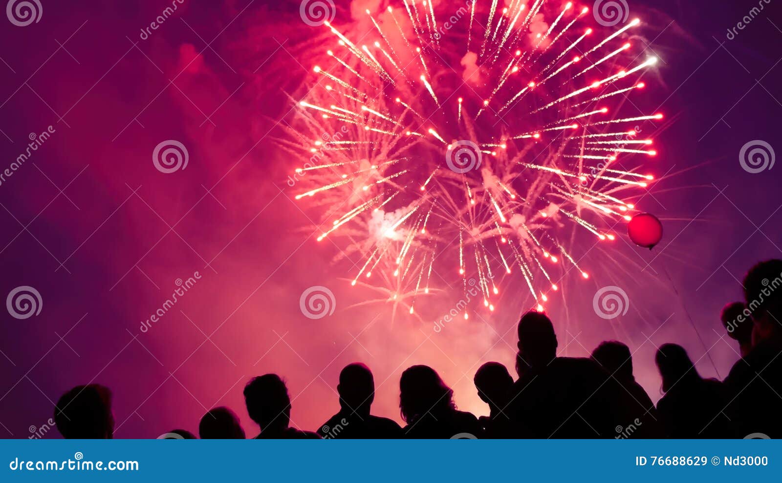 Crowd watching fireworks stock image. Image of event - 76688629