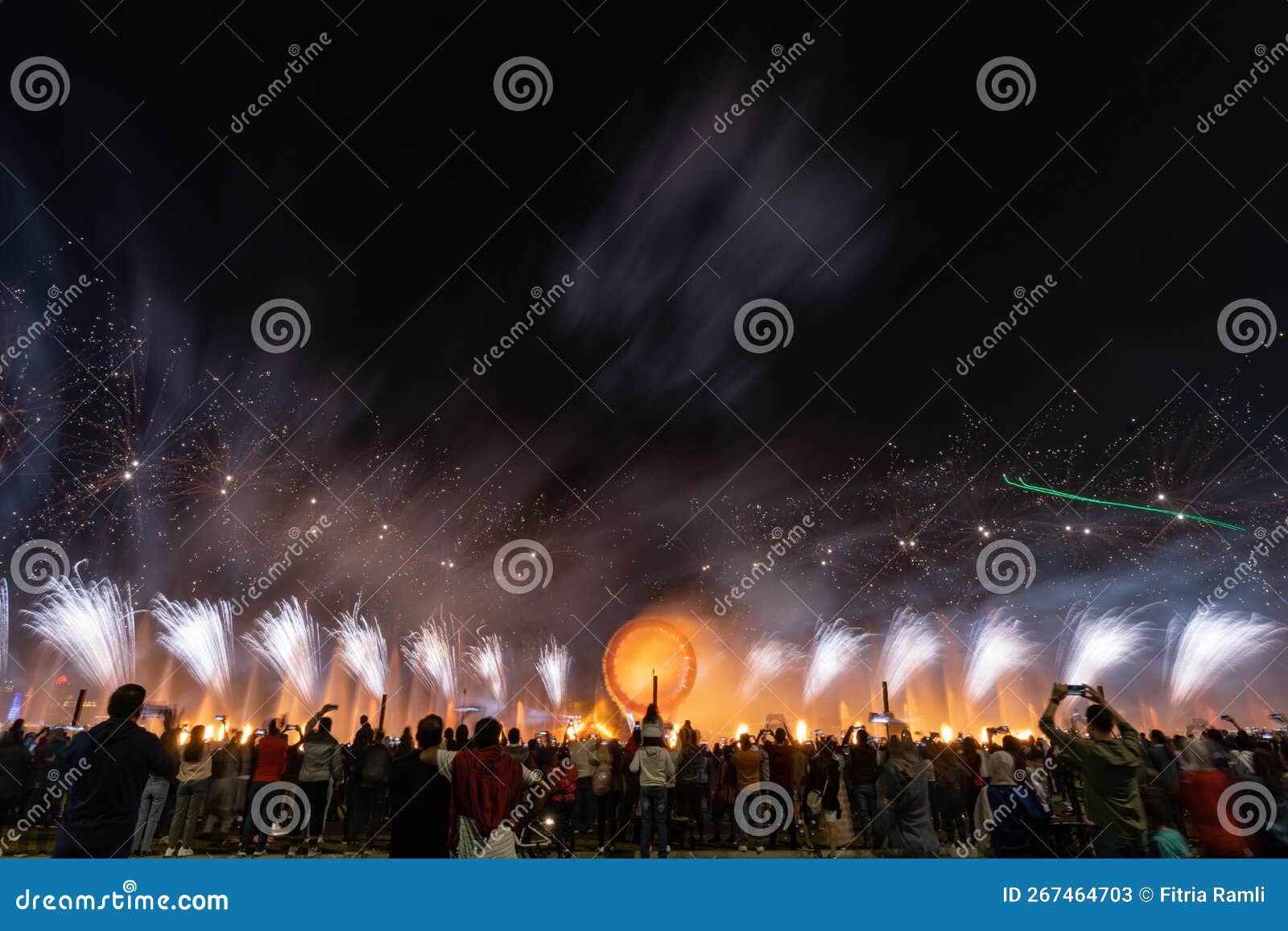 Crowd Watching Fireworks and Celebrating New Year Stock Image - Image ...