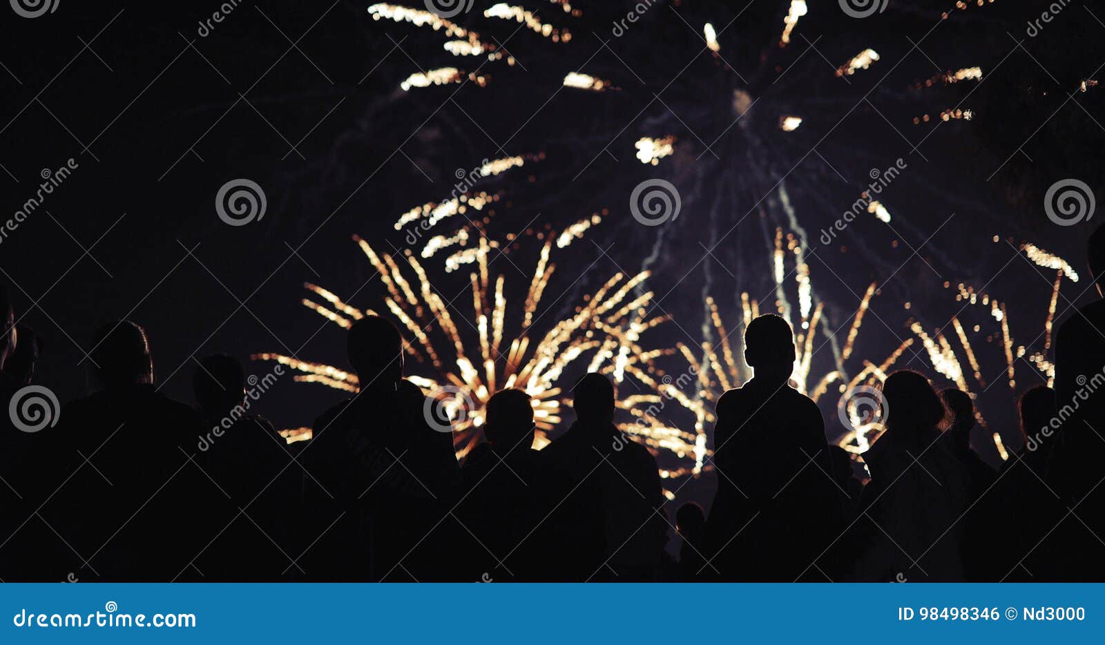 Crowd watching fireworks stock photo. Image of firework - 98498346