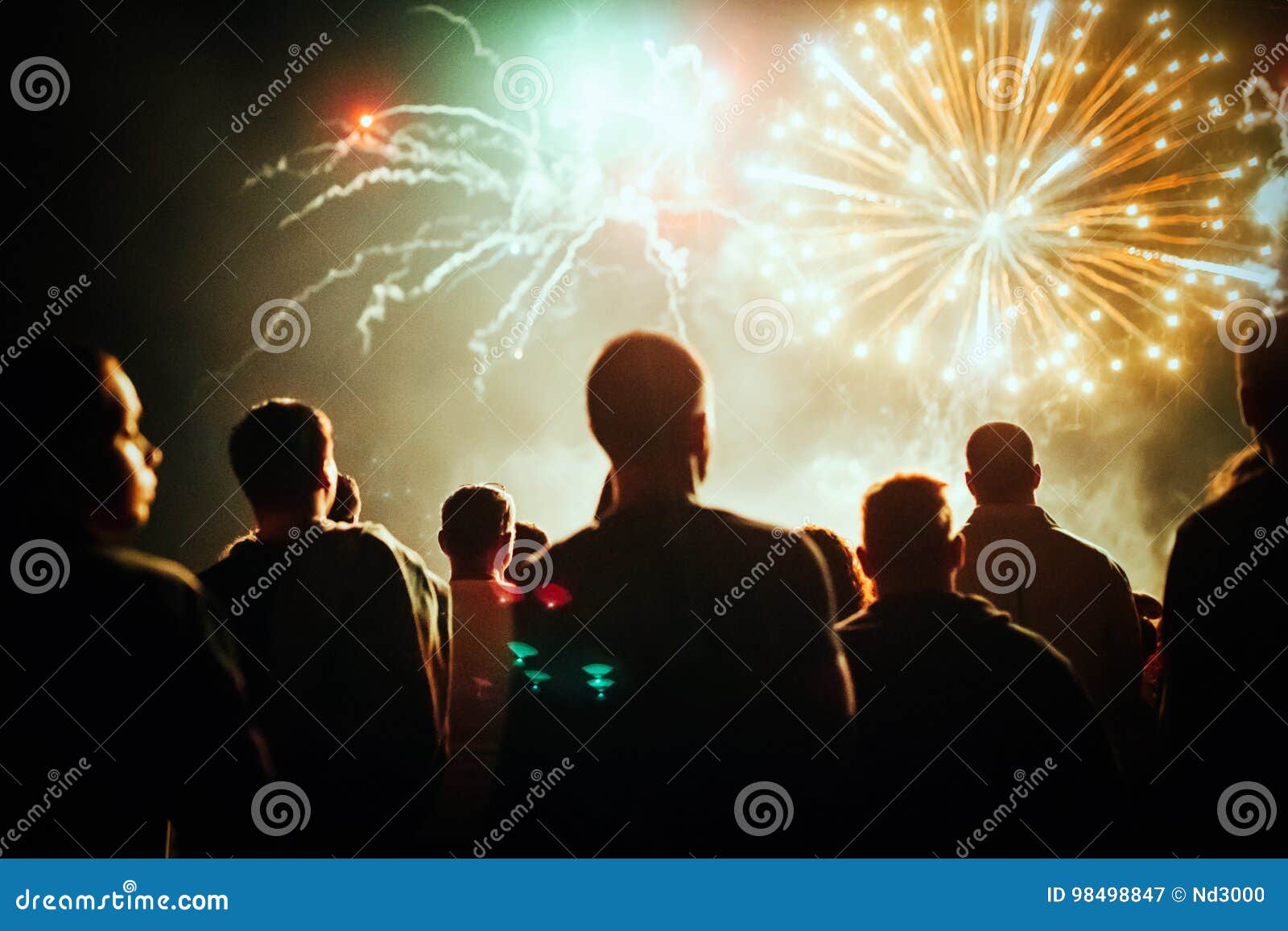 Crowd watching fireworks editorial photography. Image of firework ...