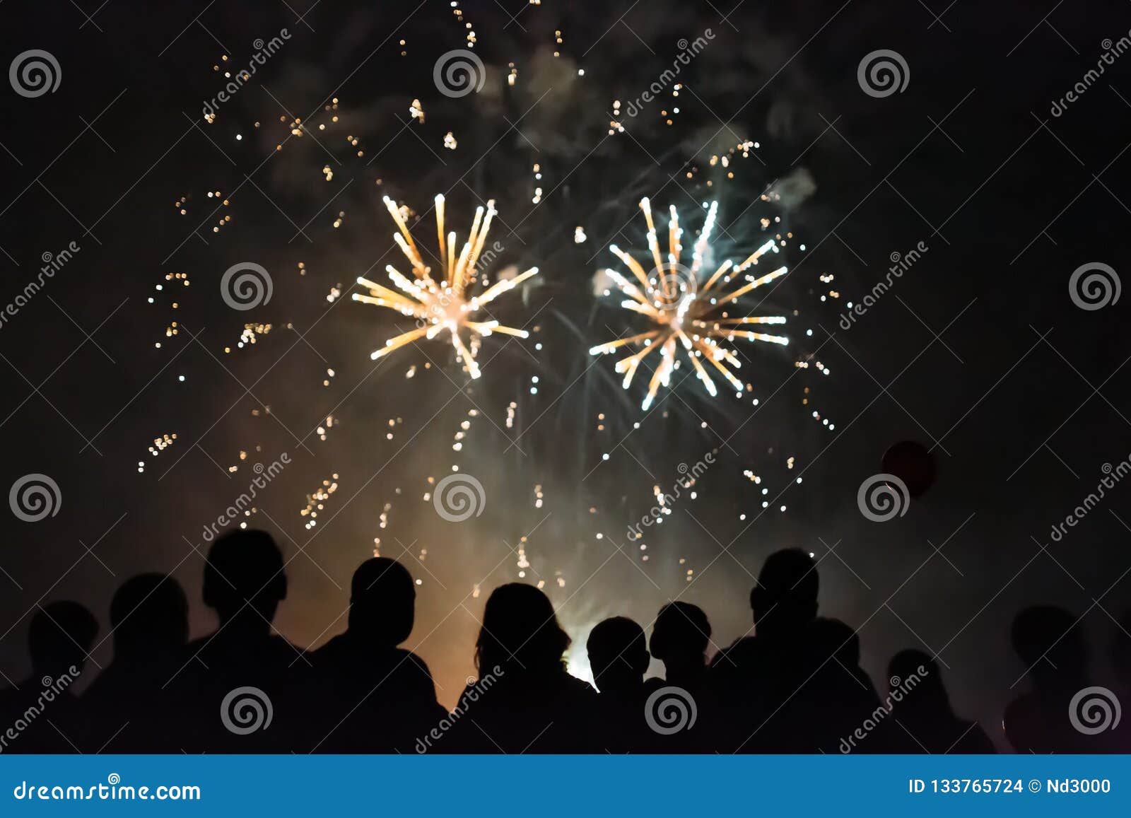 Crowd watching fireworks stock photo. Image of holiday - 133765724