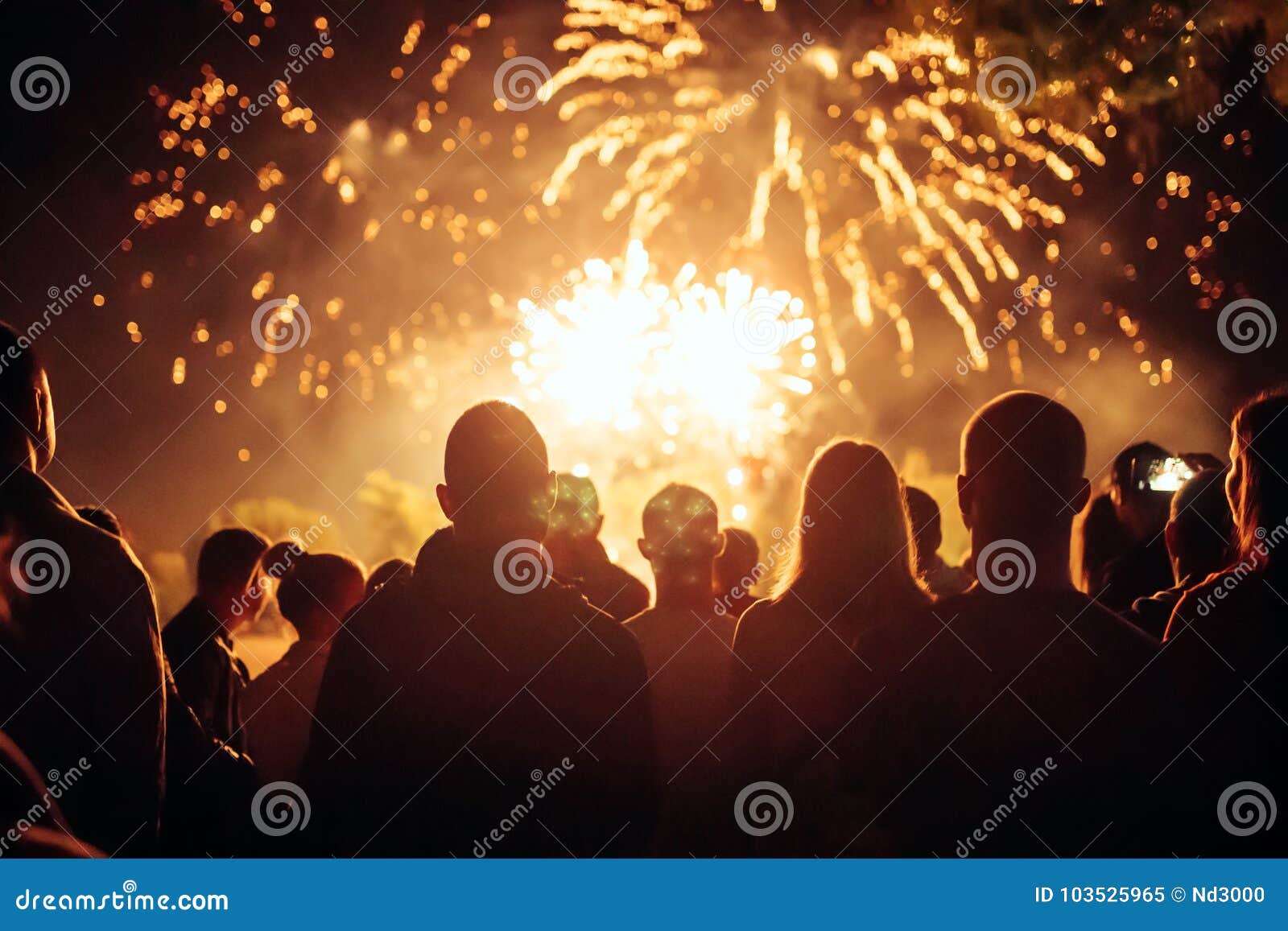 Crowd watching fireworks stock image. Image of celebration - 103525965