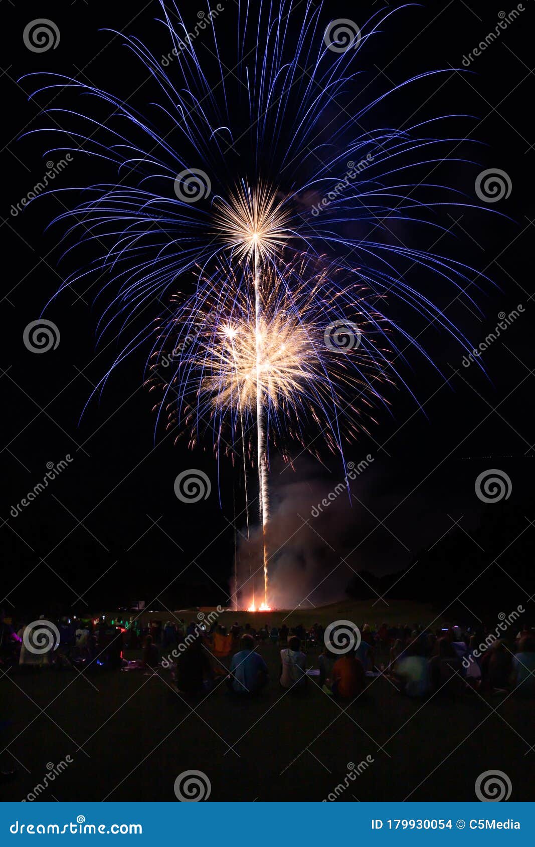 Crowd Watching Fireworks Display Stock Photo - Image of dusk, festive ...