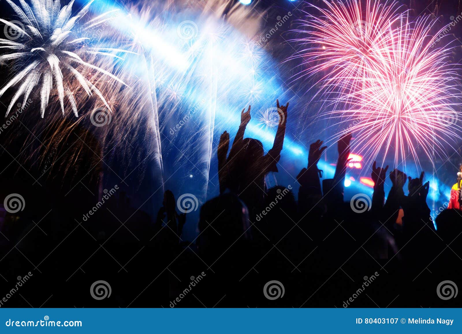 Crowd Watching Fireworks at New Year Stock Image - Image of cheers ...