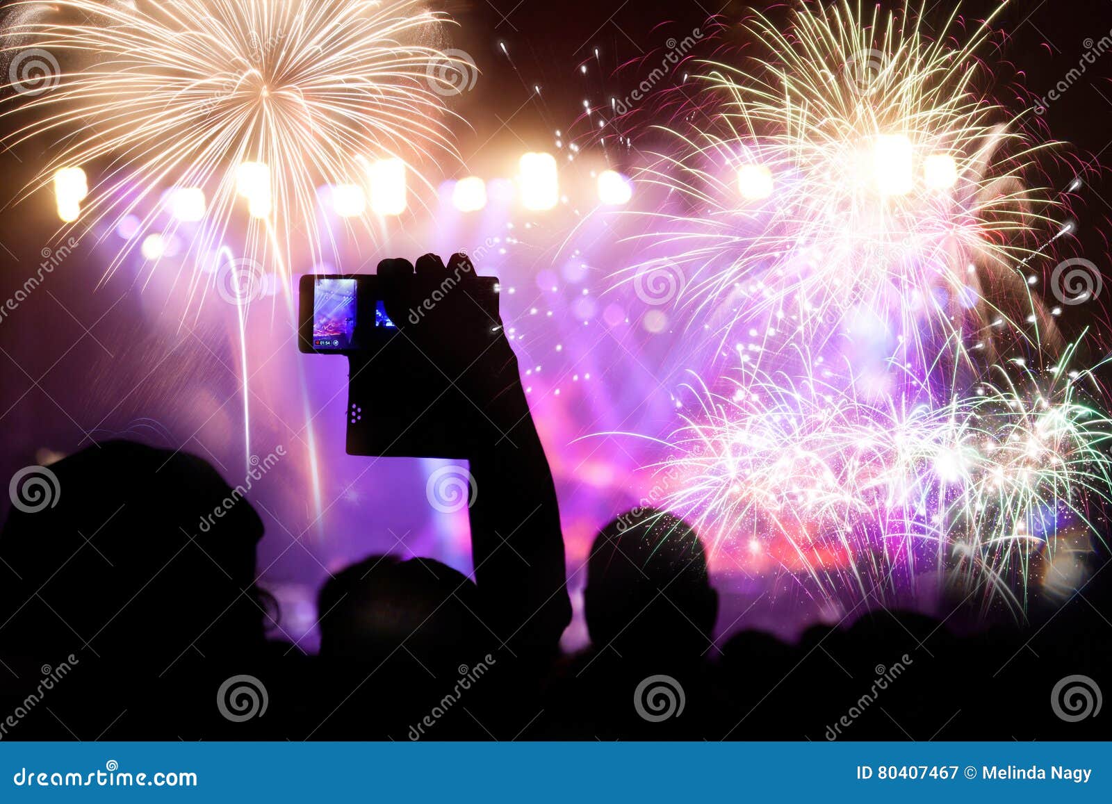 Crowd Watching Fireworks at New Year Stock Image - Image of ...