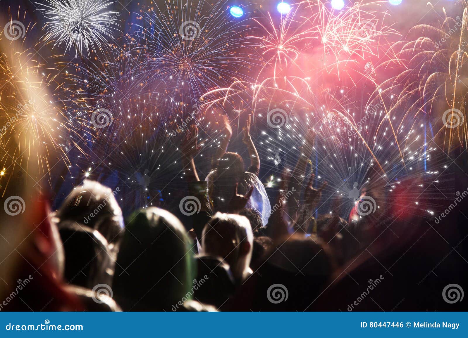 Crowd Watching Fireworks at New Year Editorial Photo - Image of ...