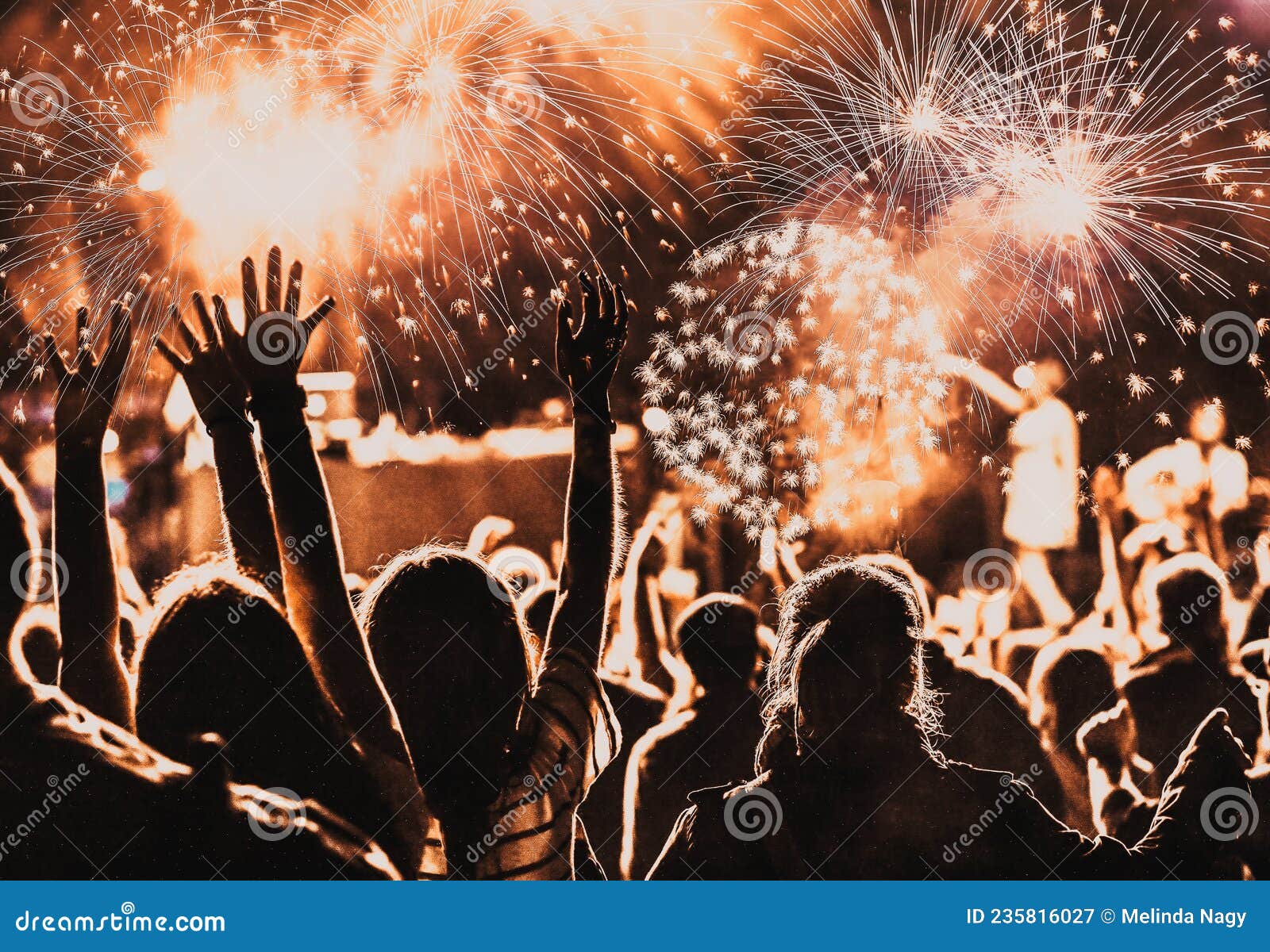 Crowd Watching Fireworks at New Year Editorial Photography - Image of ...