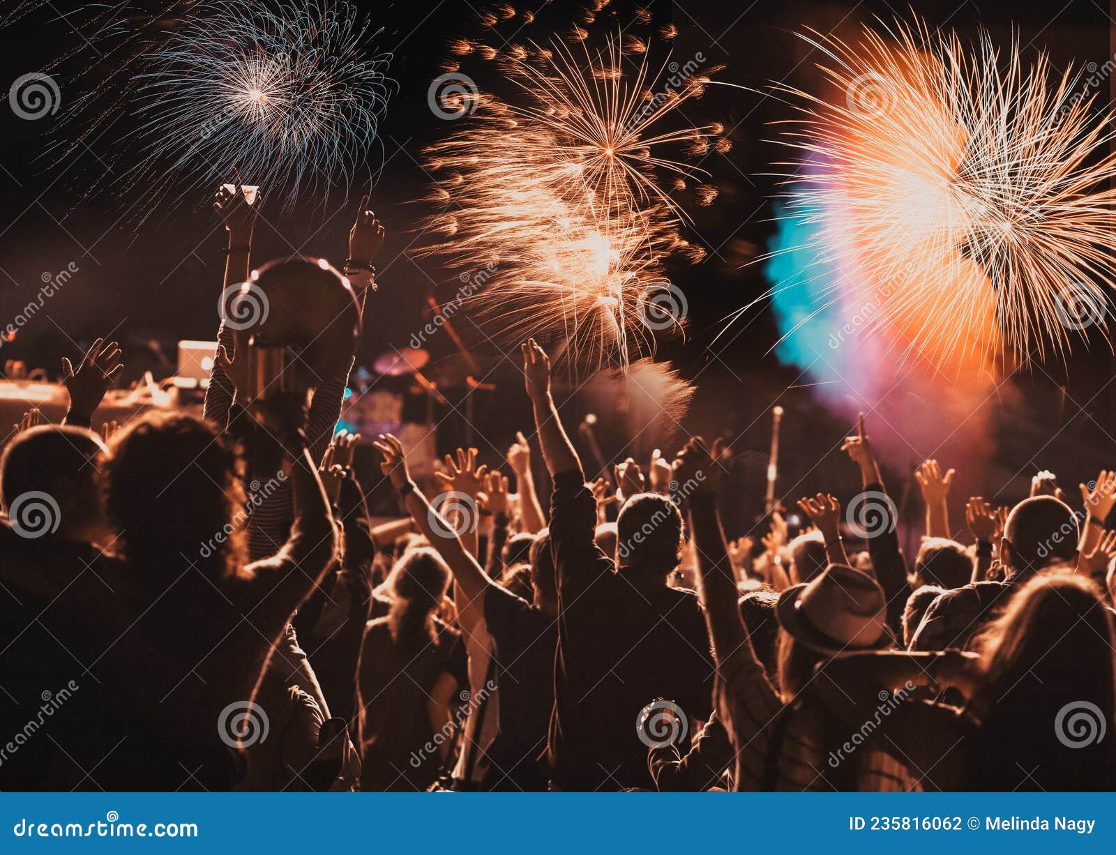 Crowd Watching Fireworks at New Year Editorial Photography - Image of ...