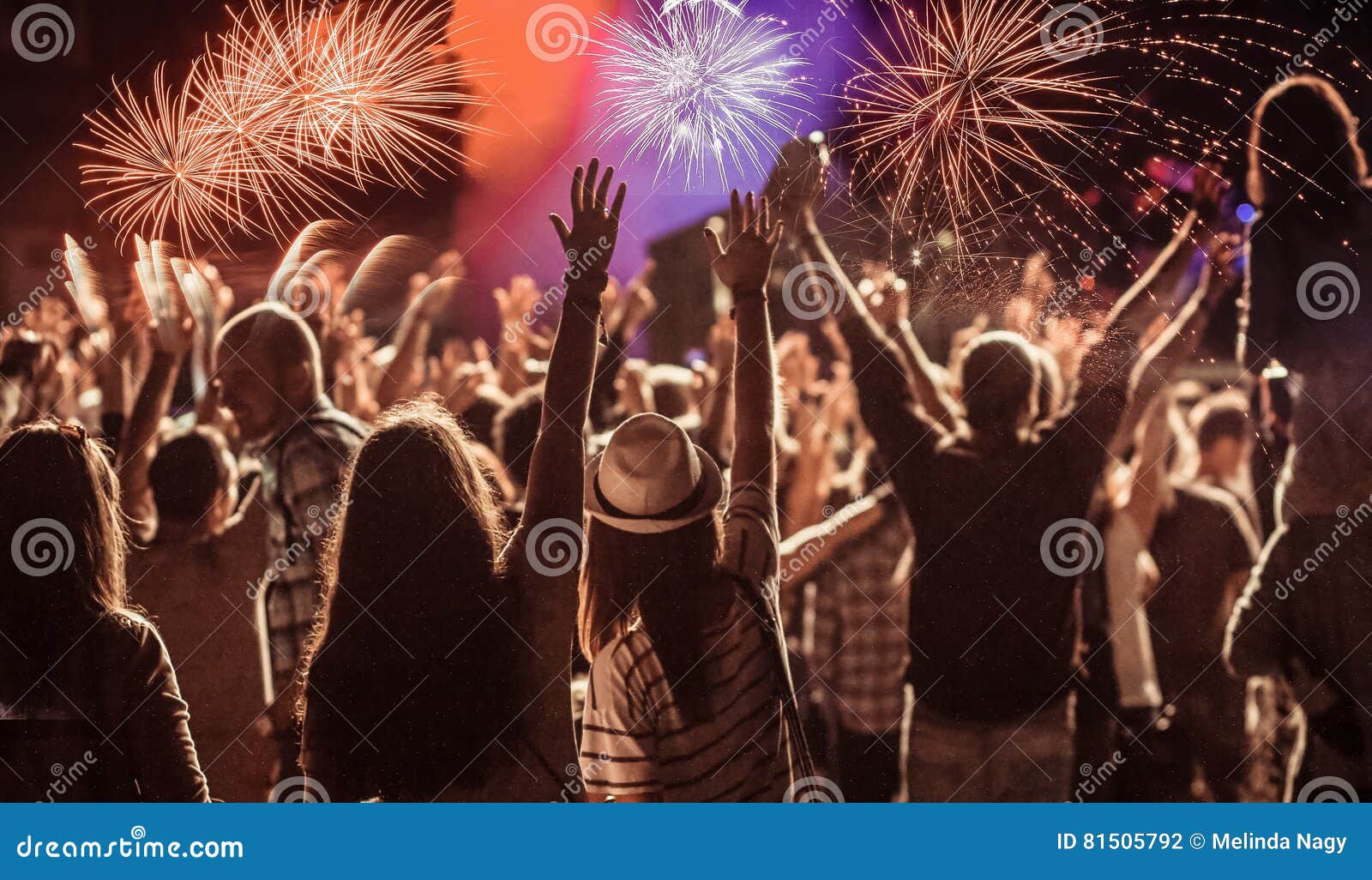 Crowd Watching Fireworks at New Year Editorial Photography - Image of ...