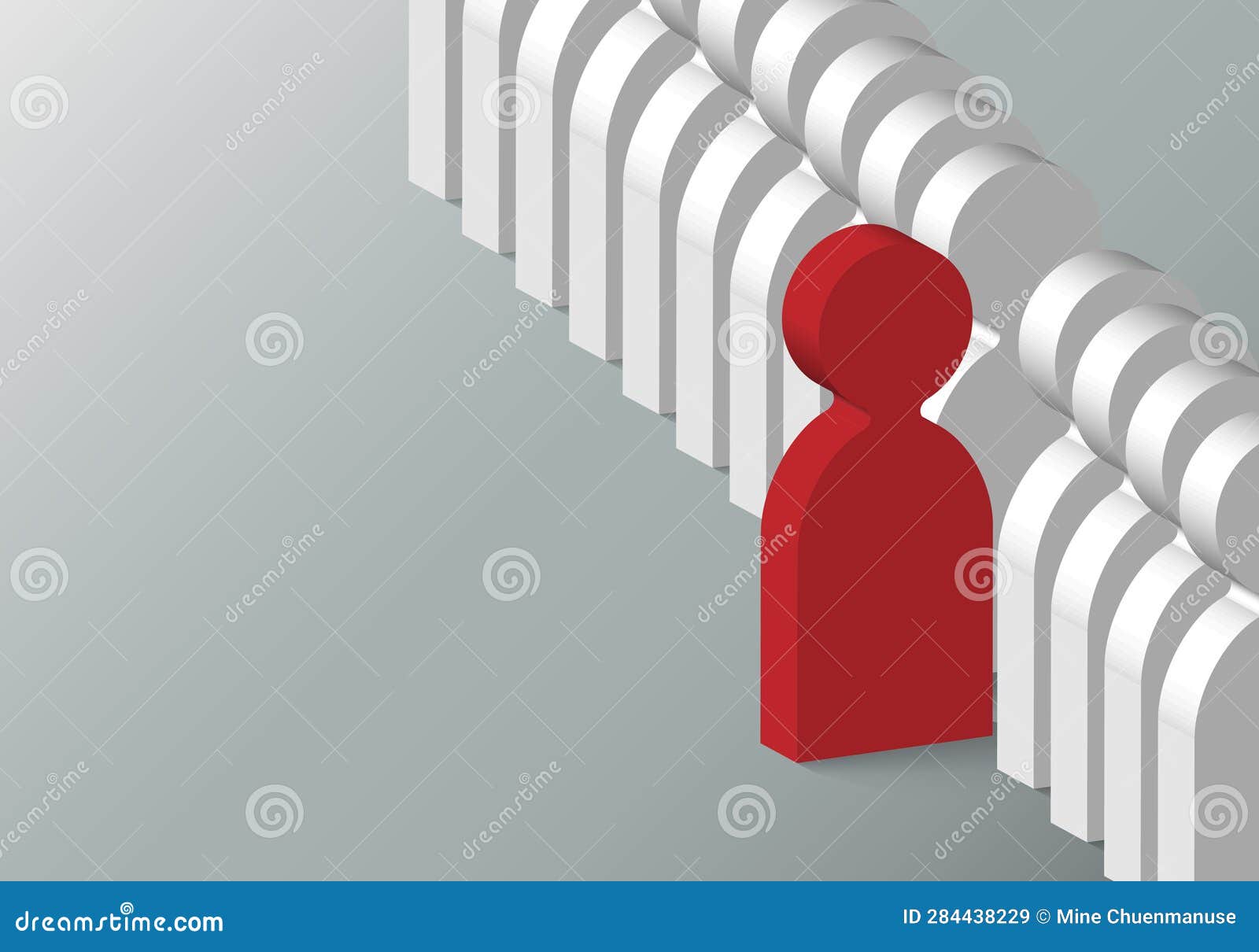 Crowd White People Sign with Red Head Sign. Problem Resolve Control ...