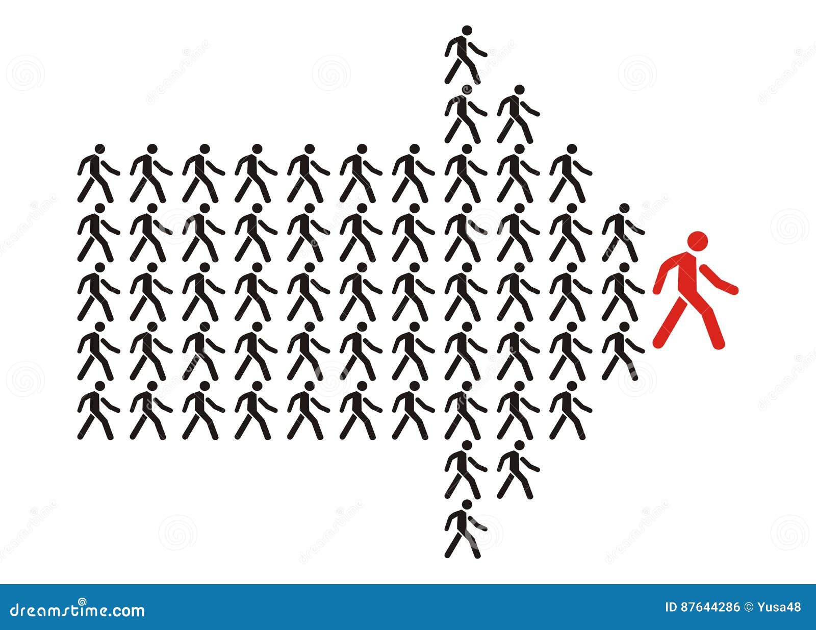 The Crowd of Workers Follows the Team Leader Stock Vector ...