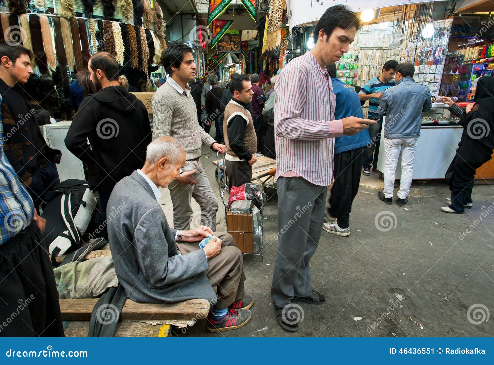 Crowd Young and Elderly People Earn and Spend Money in the Bazaar ...