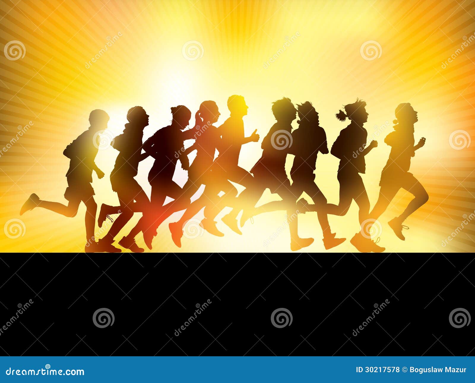 Crowd Of People Running Clipart