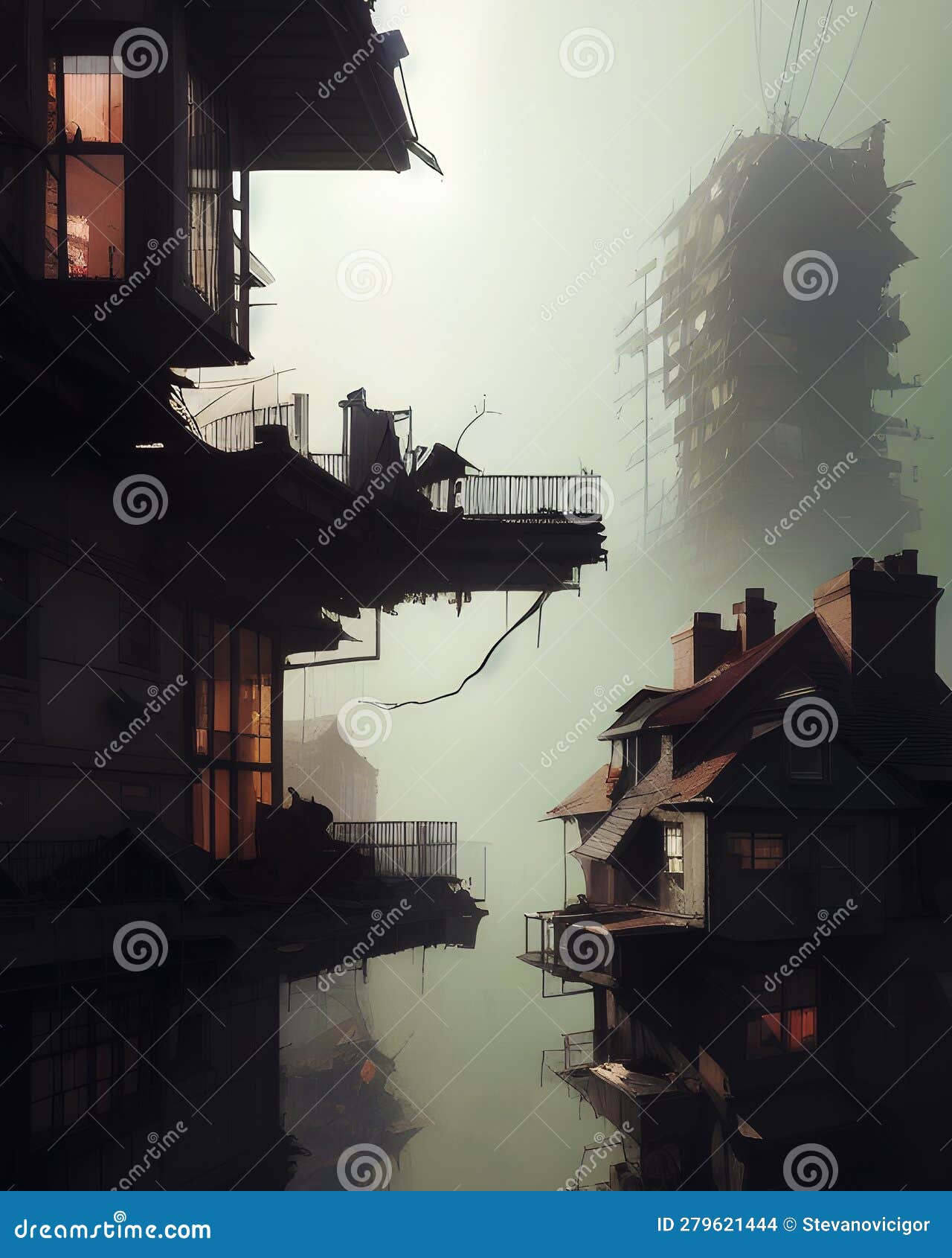 Crowded Architecture Buildings, Generative Ai Stock Illustration ...