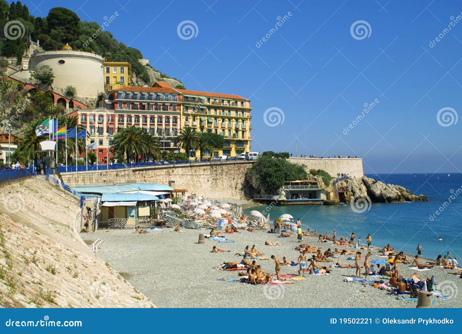 Crowded beach in Nice stock image. Image of nice, crowded - 19502221