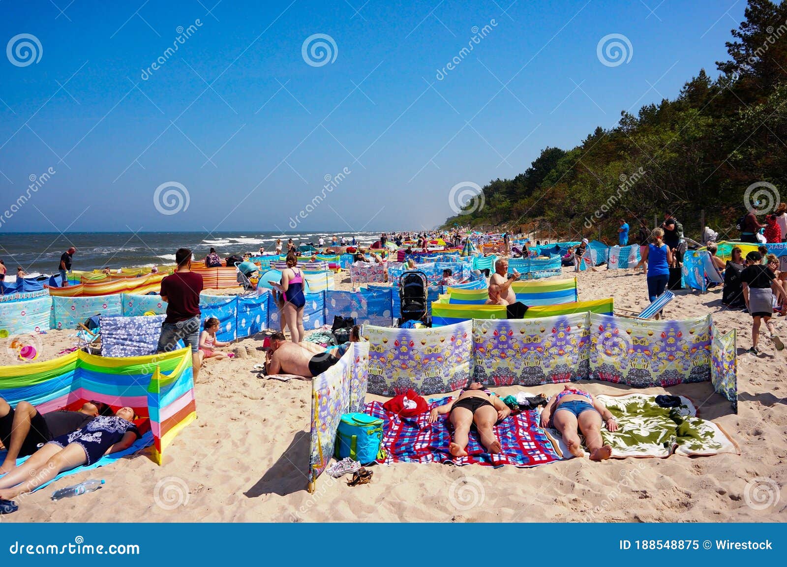 Crowded Beach on a Spring Day Editorial Image - Image of good, resting ...