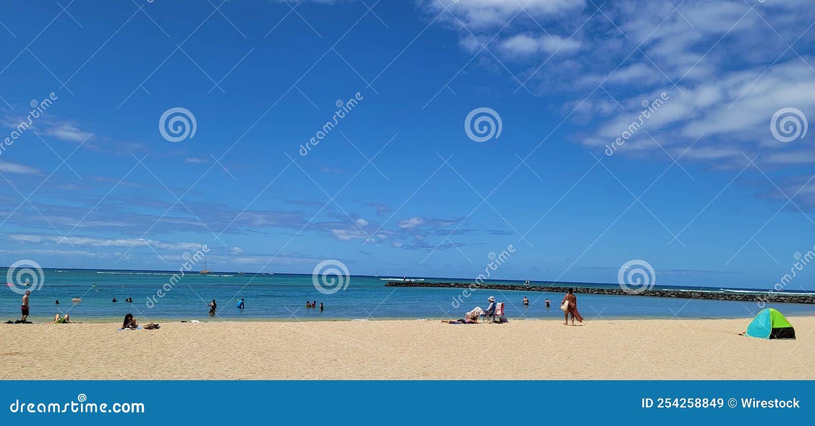 Crowded Beach on a Sunny Day Editorial Stock Image - Image of blue ...