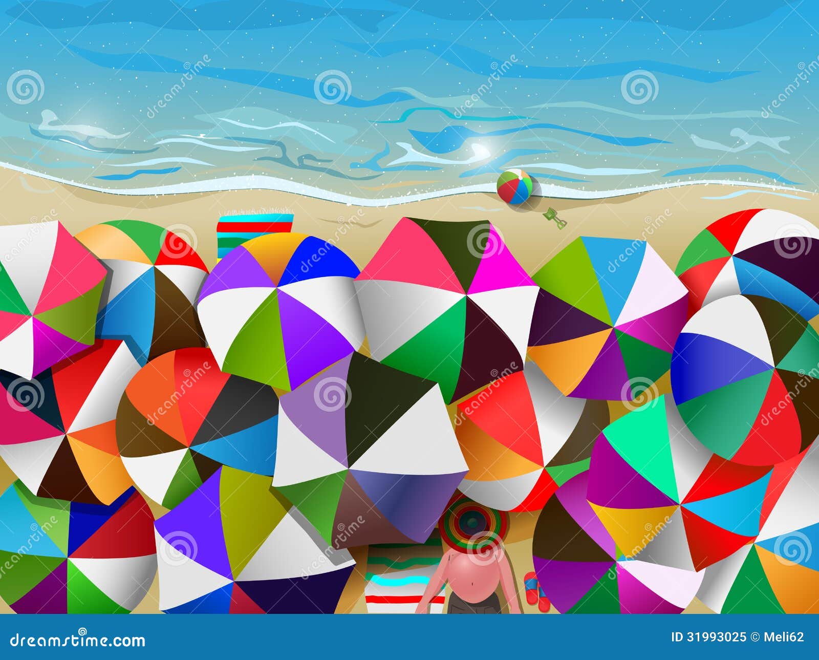 Crowded Beach Vector Illustration | CartoonDealer.com #43172370