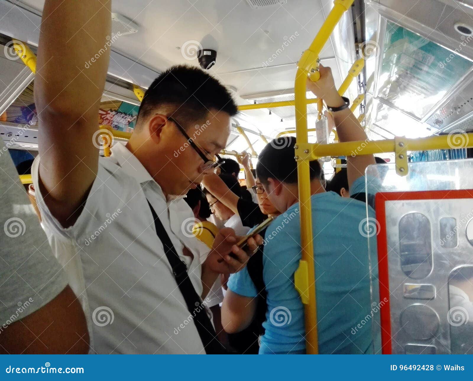 The Crowded Bus Carriages Were Crowded with Passengers. in Shenzhen ...