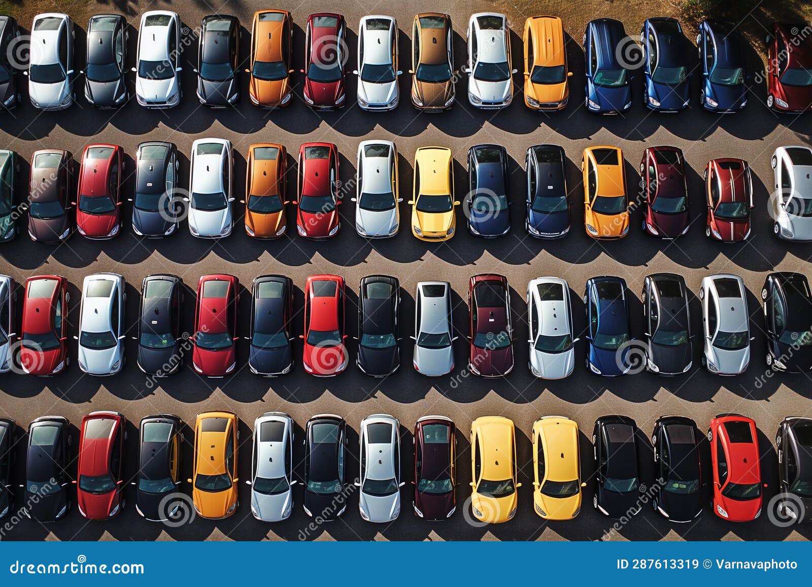 Crowded Car Park Aerial View. AI Generated. Stock Image - Image of ...