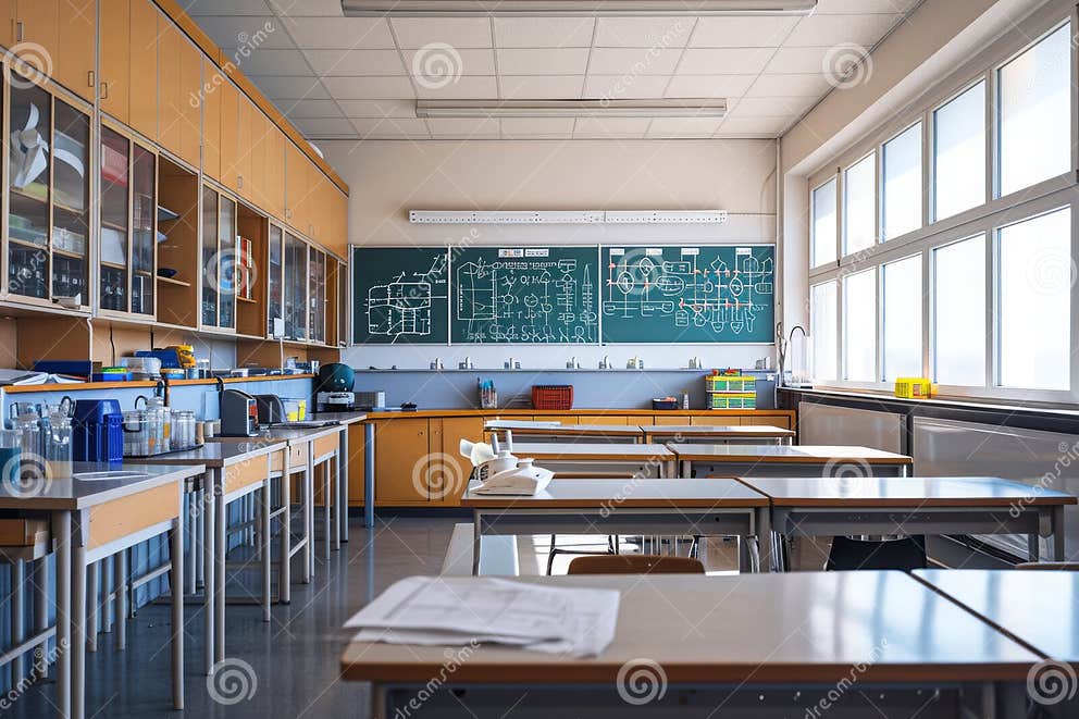 A Crowded Classroom Filled with Numerous Desks and Featuring a ...