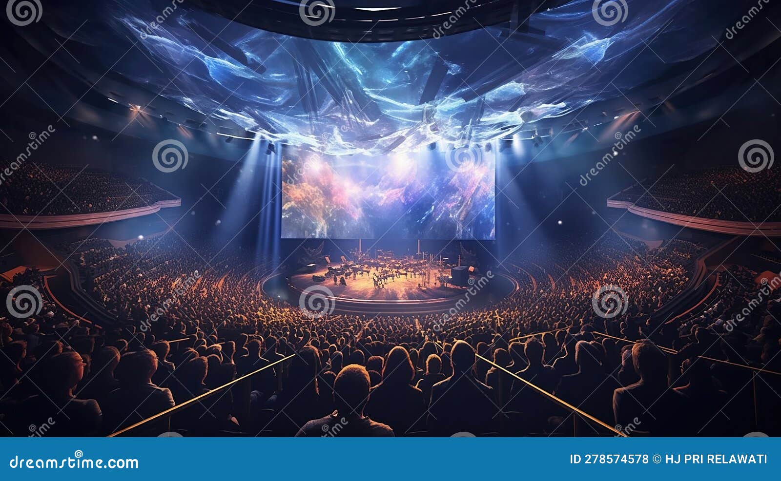 A Crowded Concert Hall with Scene Stage Lights. Generative Ai Stock ...